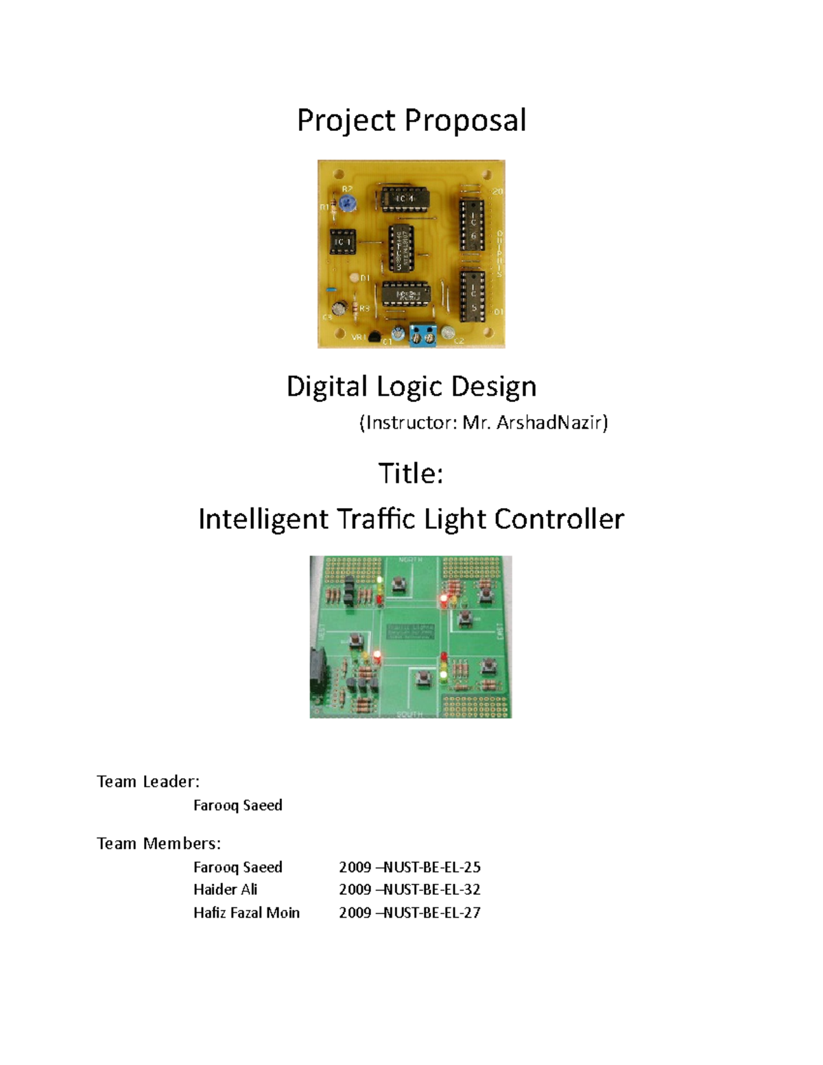 Intelligent Traffic Light Controller Proposal - DLD Project 2023 - Studocu