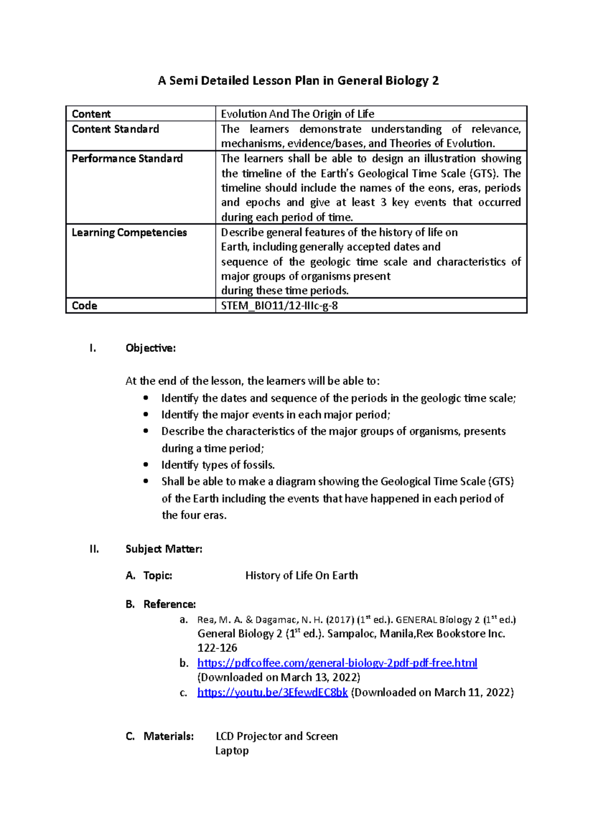 General Biology 2- lesson plan - A Semi Detailed Lesson Plan in General ...