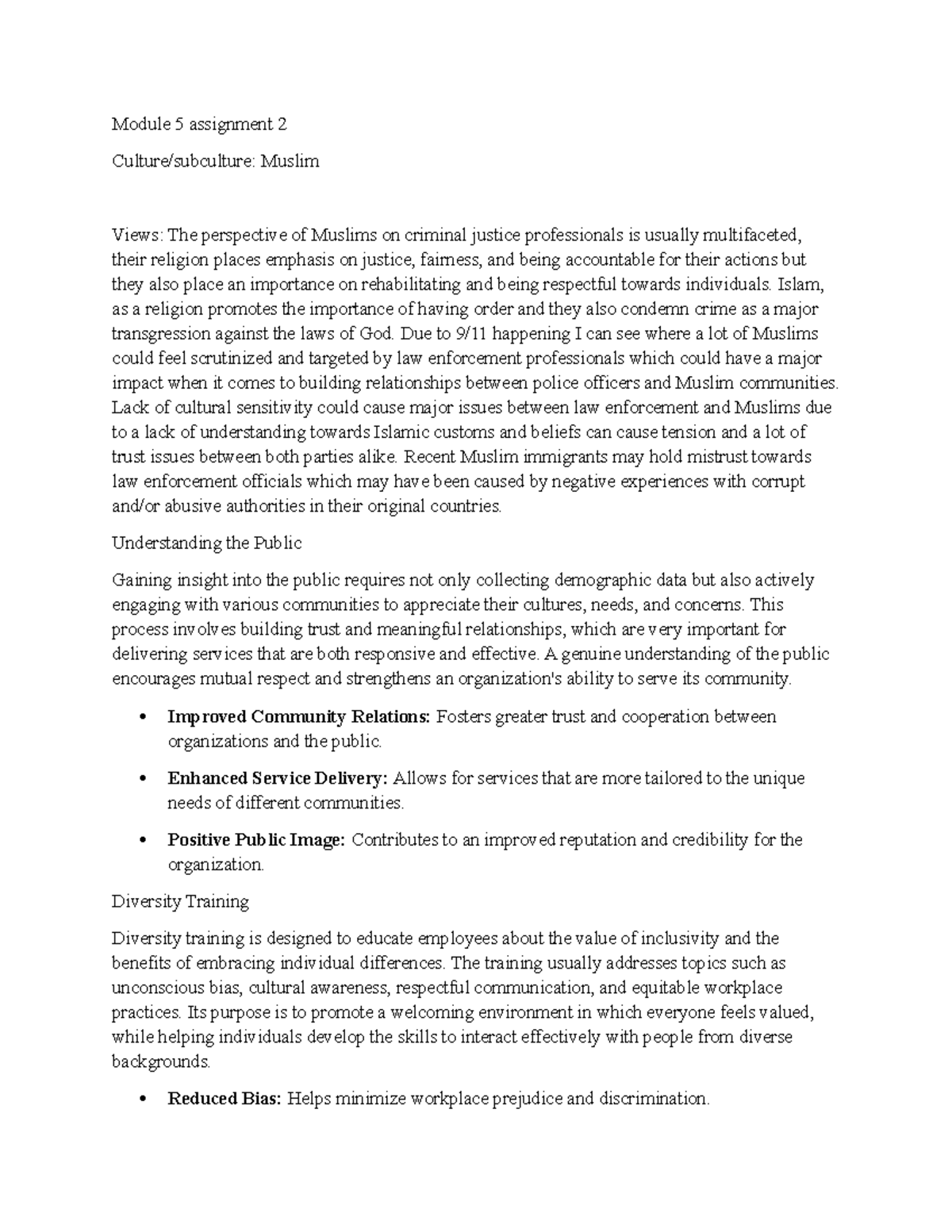 Module 5 Assignment 2: Muslim Perspectives on Criminal Justice (CJ120 ...