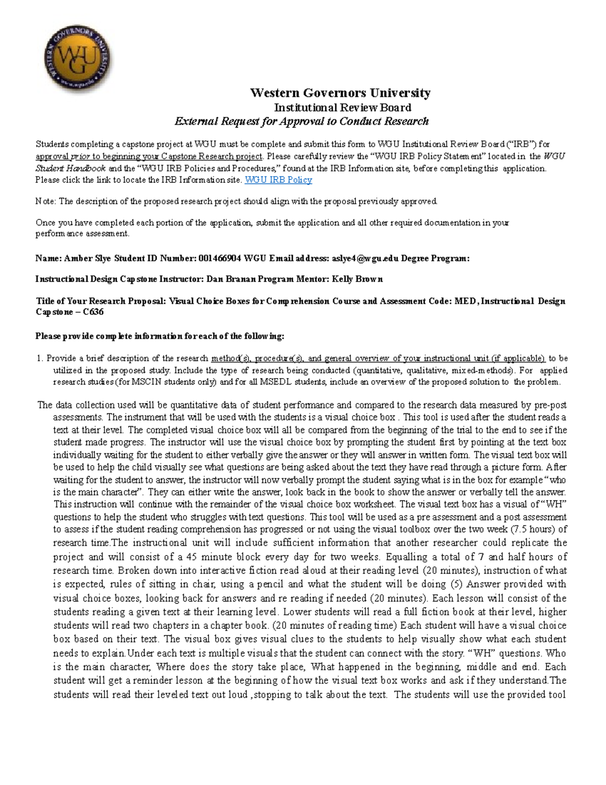 WGU Request for Approval to Conduct Research 08.25.2021 SLYE - Western ...