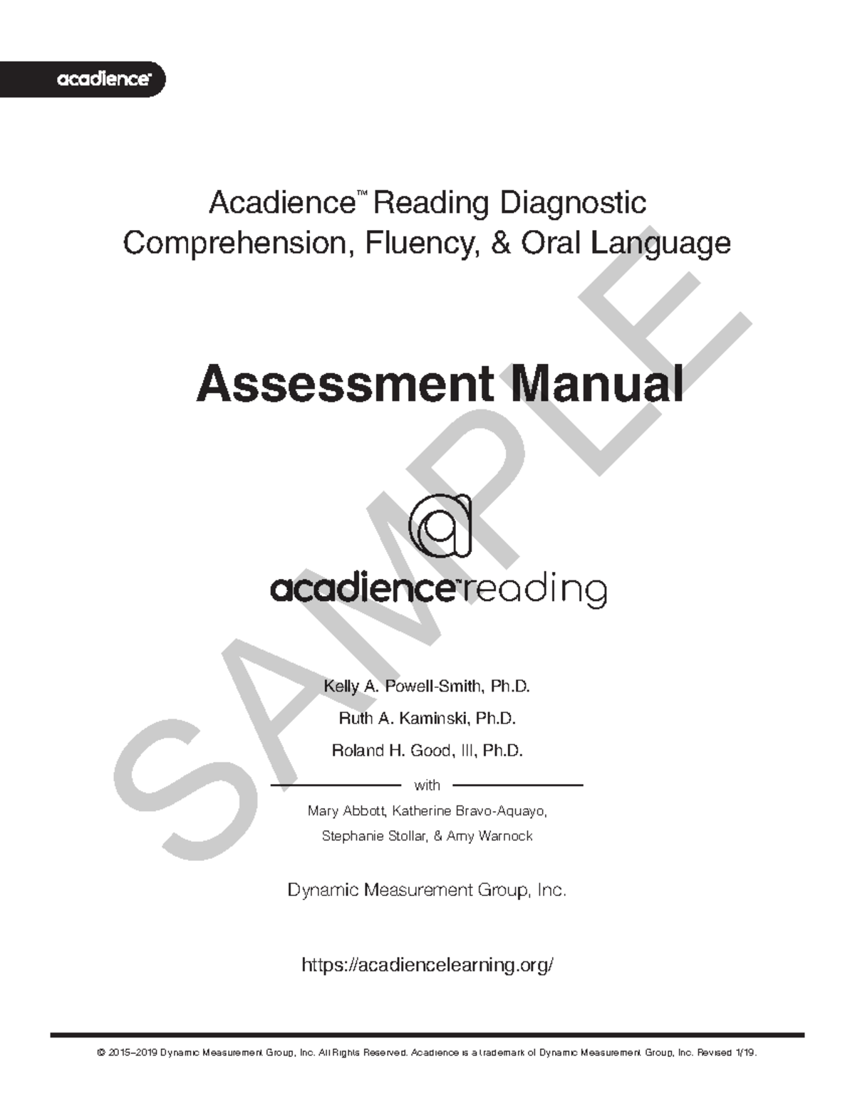 CFOL Assessment Manual - Assessment Manual Acadience ™ Reading ...