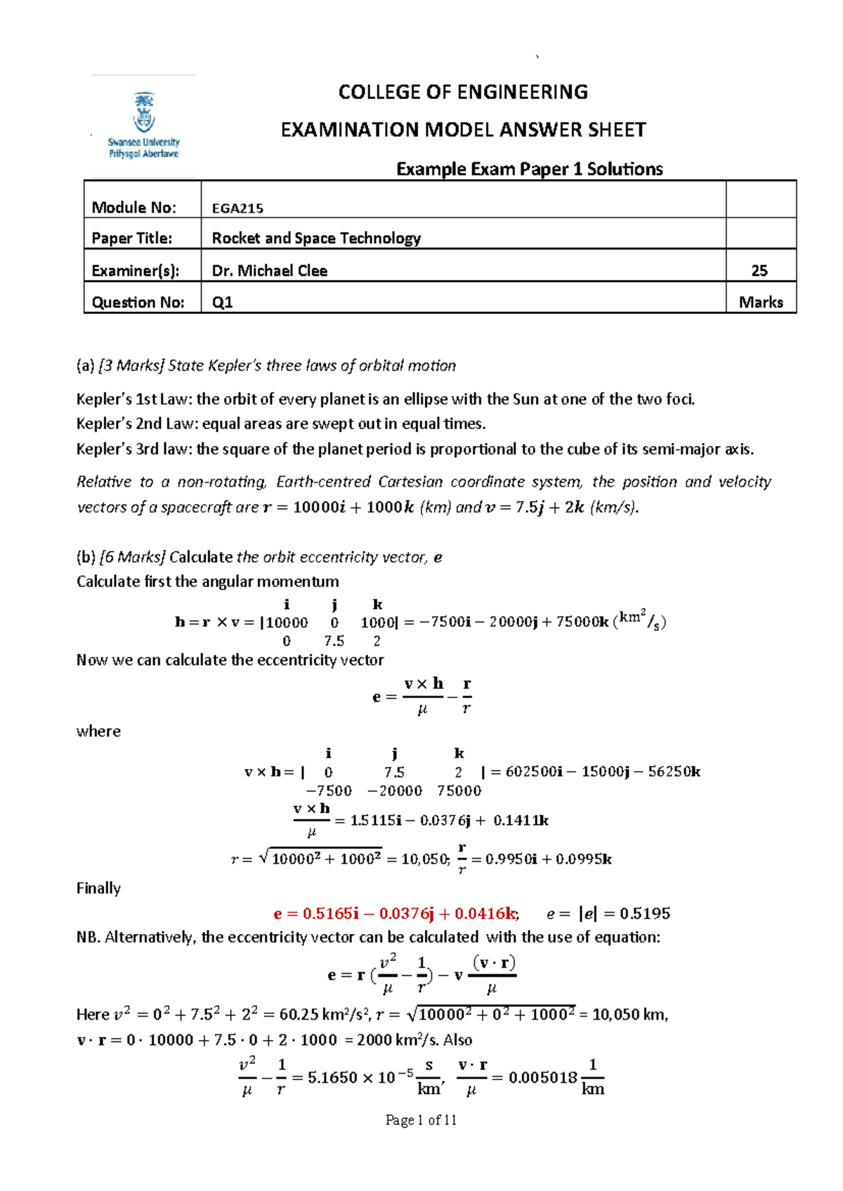 EGA215 Final Exam Model Answer Sheet - Rocket & Space Technology - Studocu
