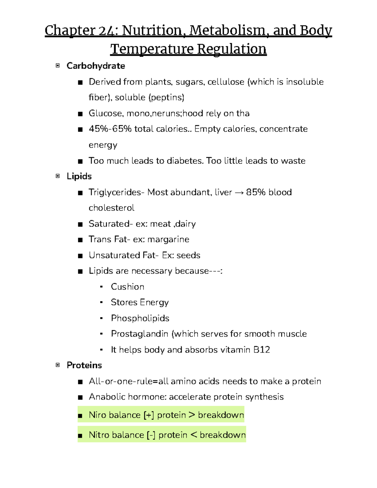 Chapter 24: Nutrition & Metabolism | Body Temp Regulation in A&P - Studocu