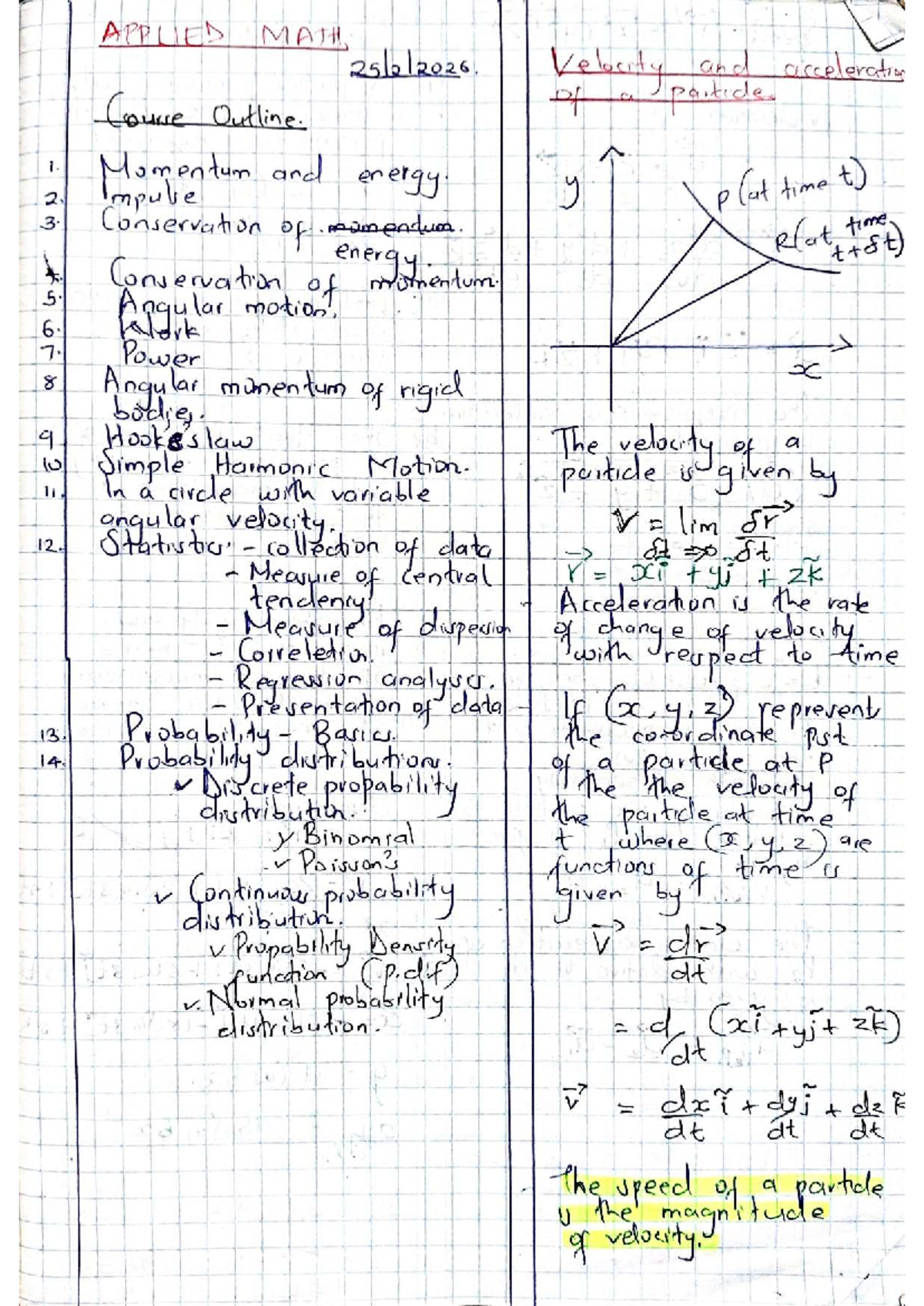 APPLIED MATH - Velocity, Acceleration & Momentum Course Outline - Studocu