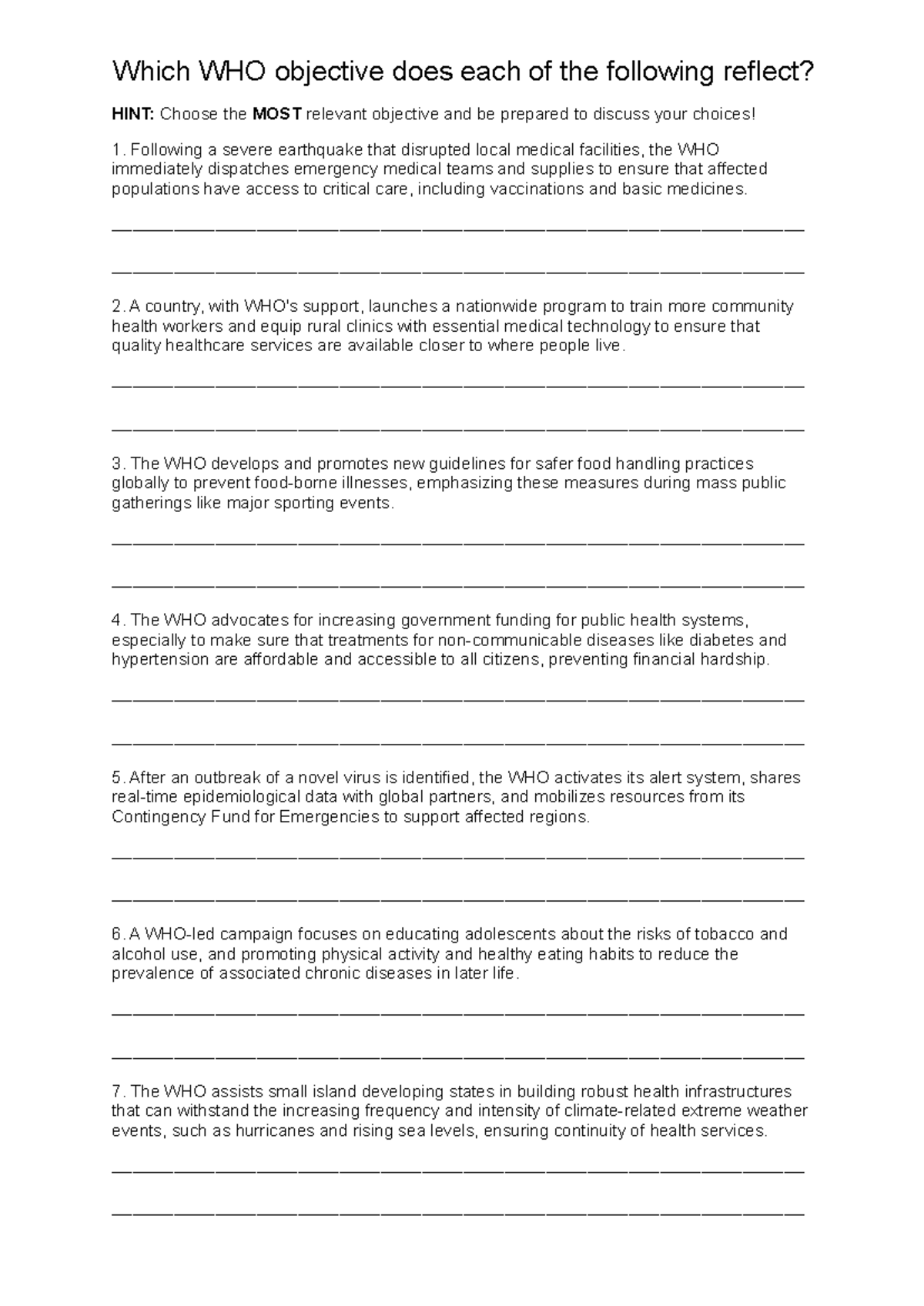 WHO Objectives Discussion Guide: Key Reflections and Insights - Studocu