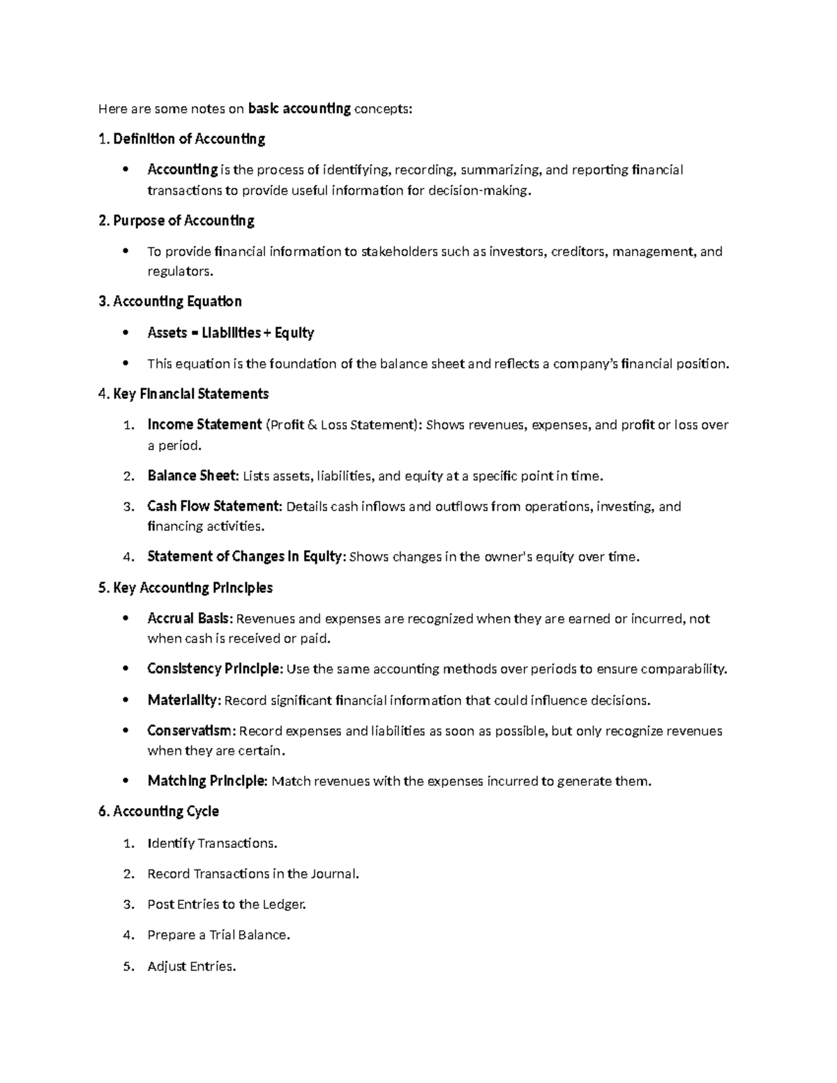 Basic accounting - pls read this note - Here are some notes on basic ...