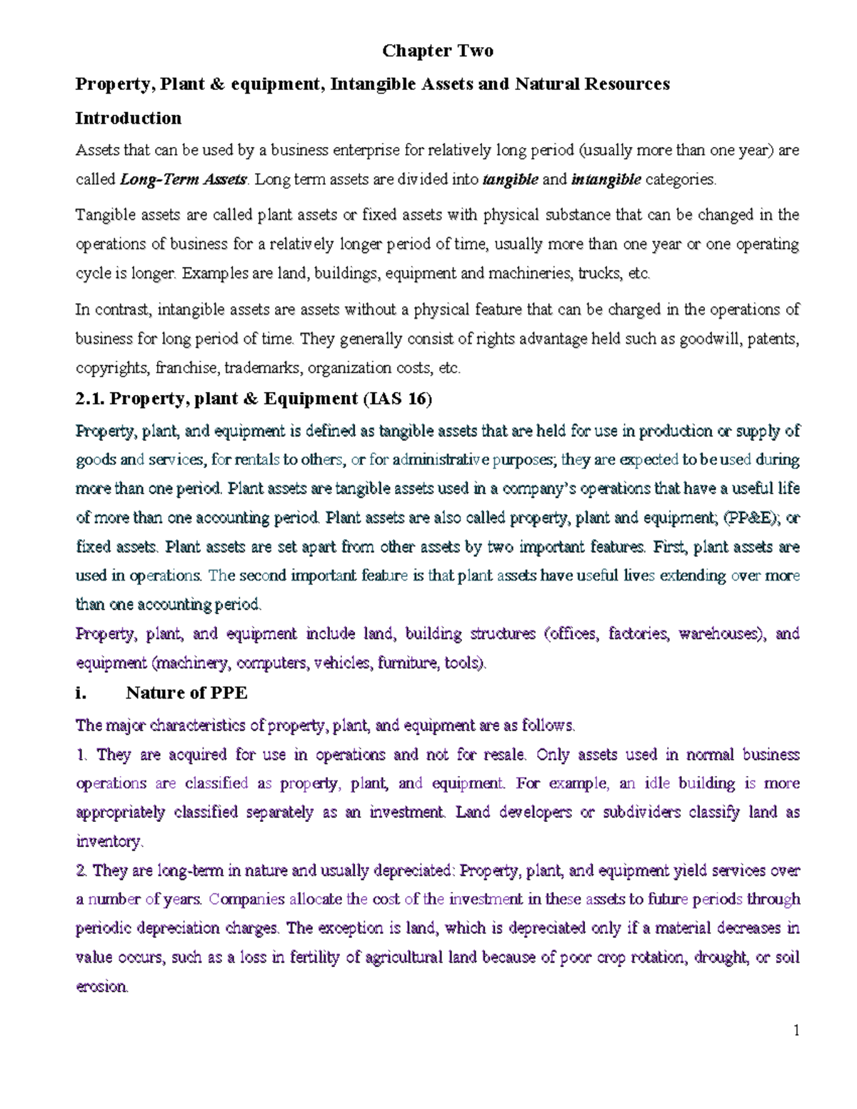 2-Chapter Two-Plant Assets, Intangible Assets & Natural Resources - Studocu