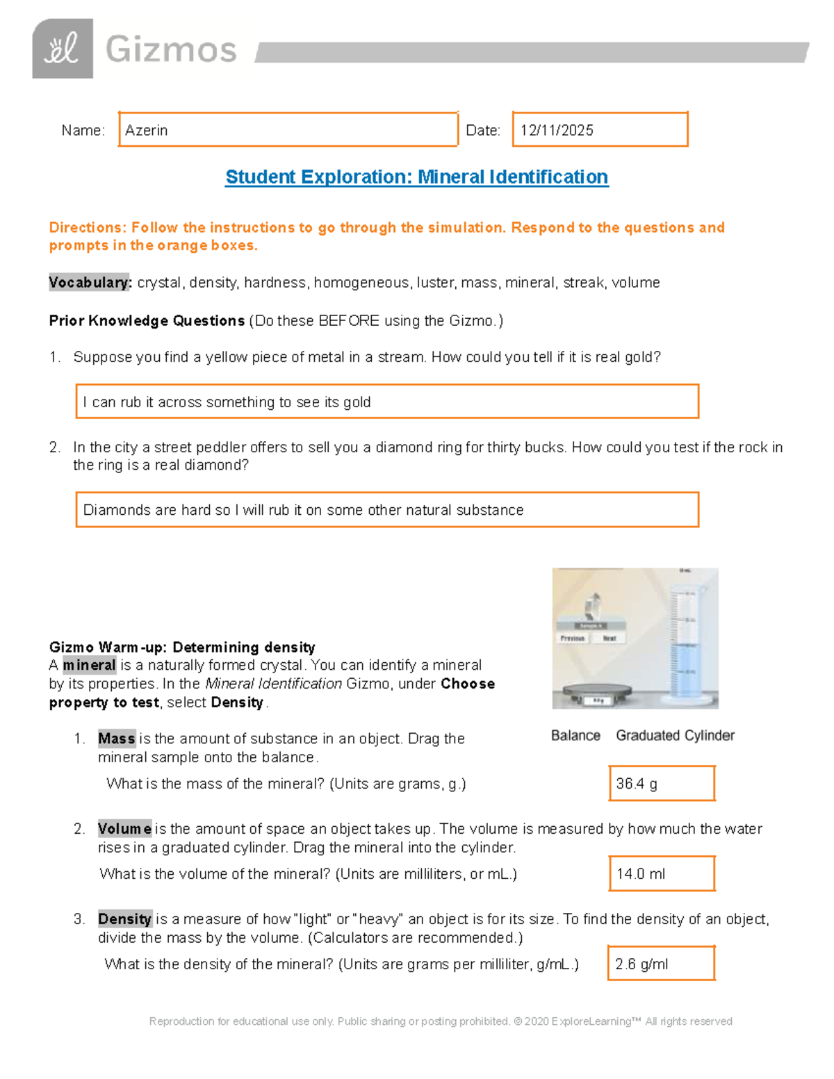 Mineral Identification SE: Student Exploration Guide - Studocu