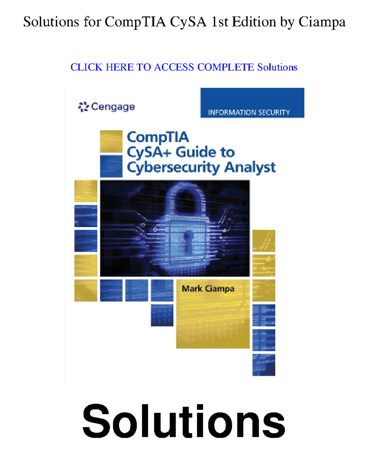 9780357375464- Solutions - Solutions for CompTIA CySA 1st Edition by ...