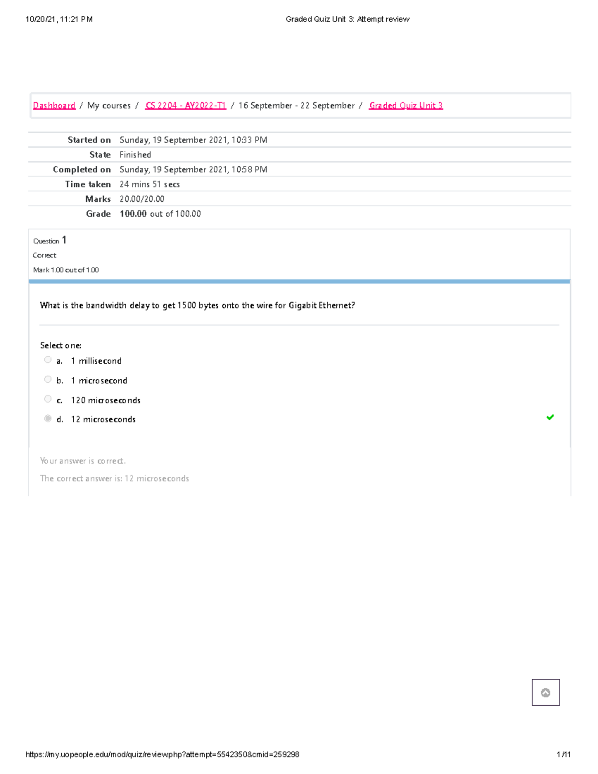 CS 2204 Graded Quiz Unit 3 Attempt review - Started on Sunday, 19 ...