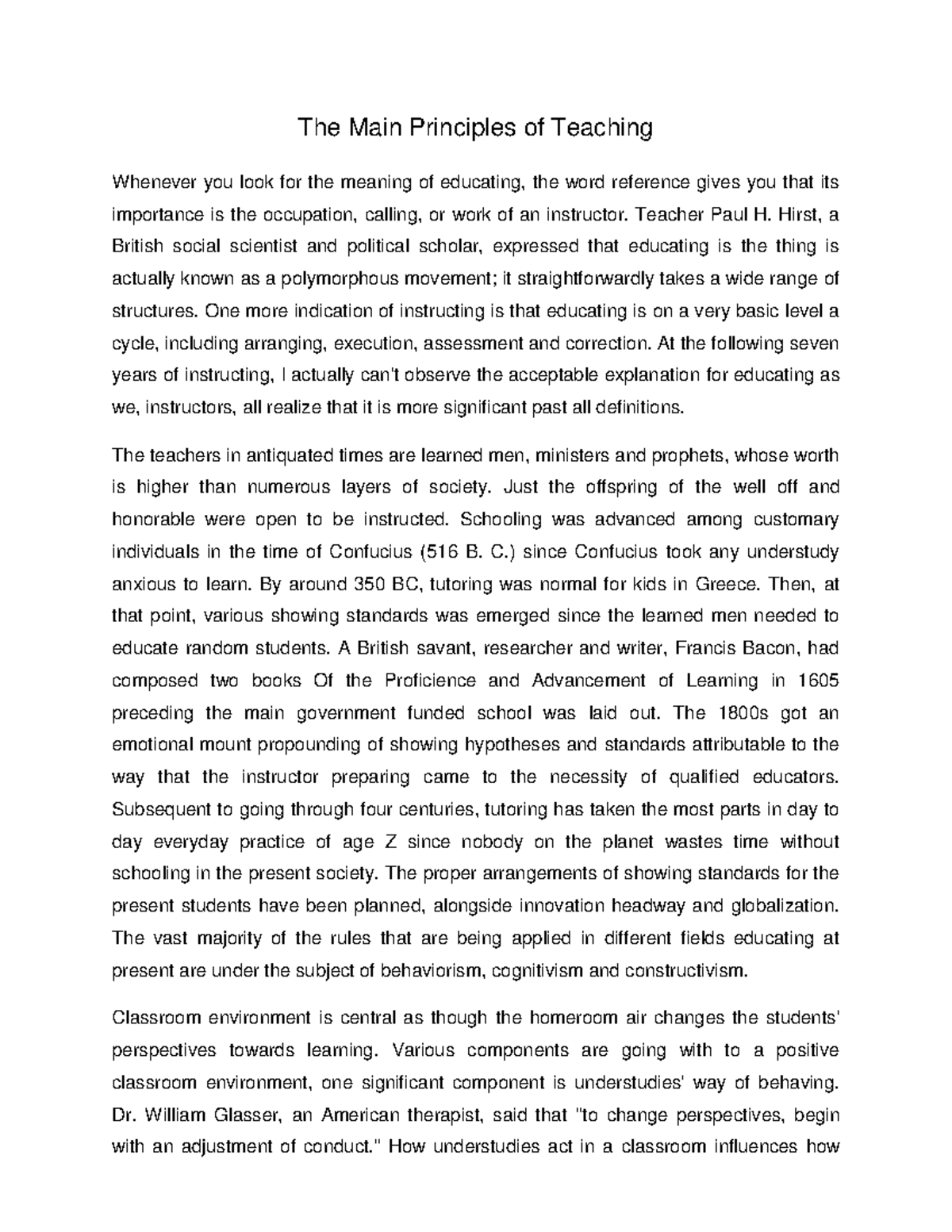 The Main Principles of Teaching Essay - The Main Principles of Teaching ...
