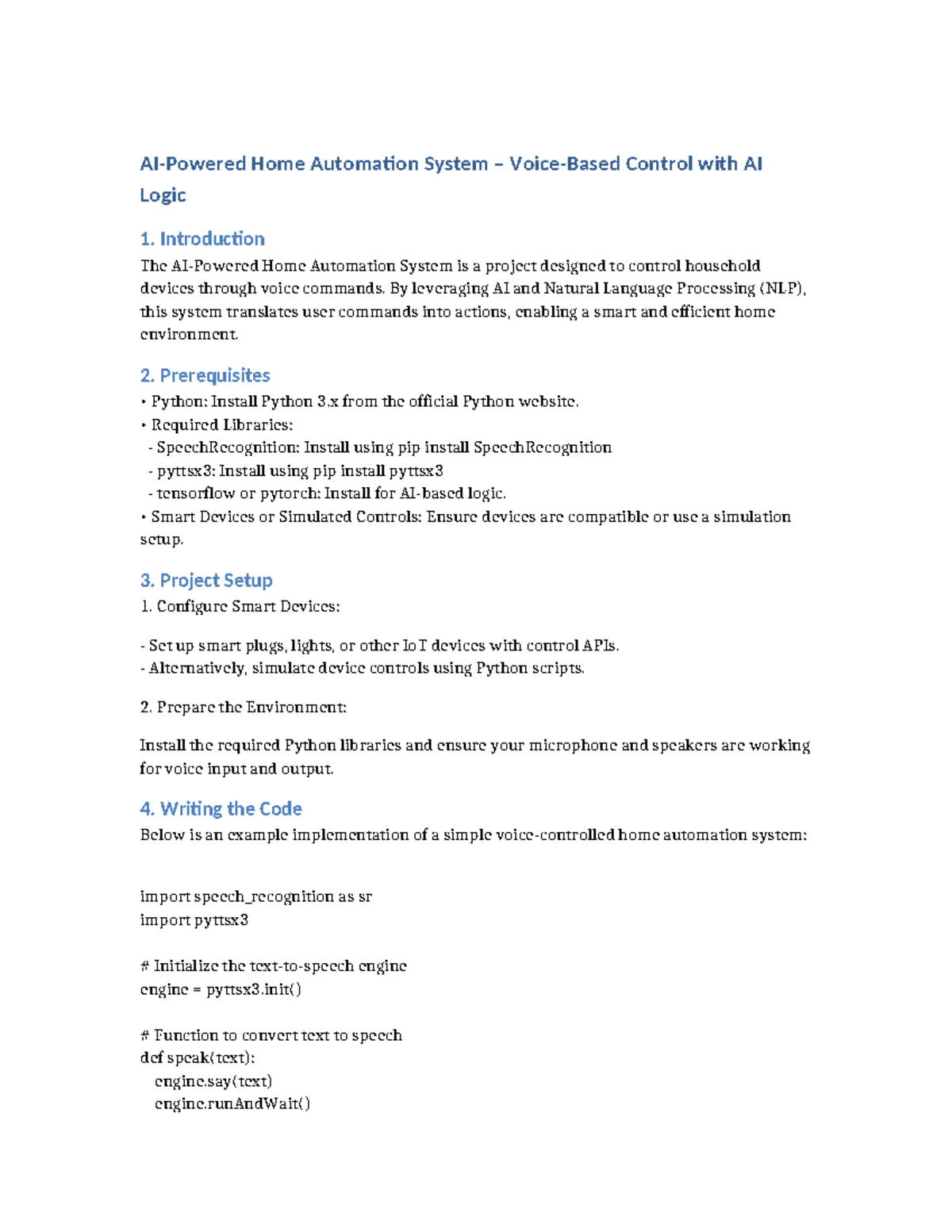 AI Home Automation System Control Guide - Studocu