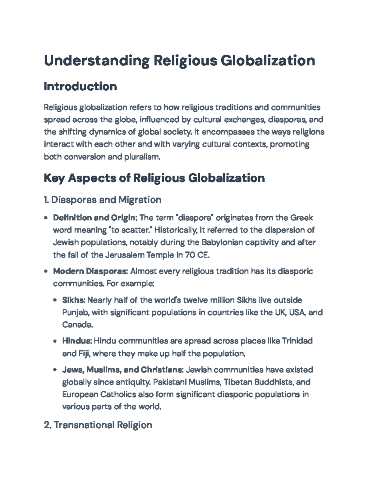 Understanding Religious Globalization: Cultural Interactions and ...