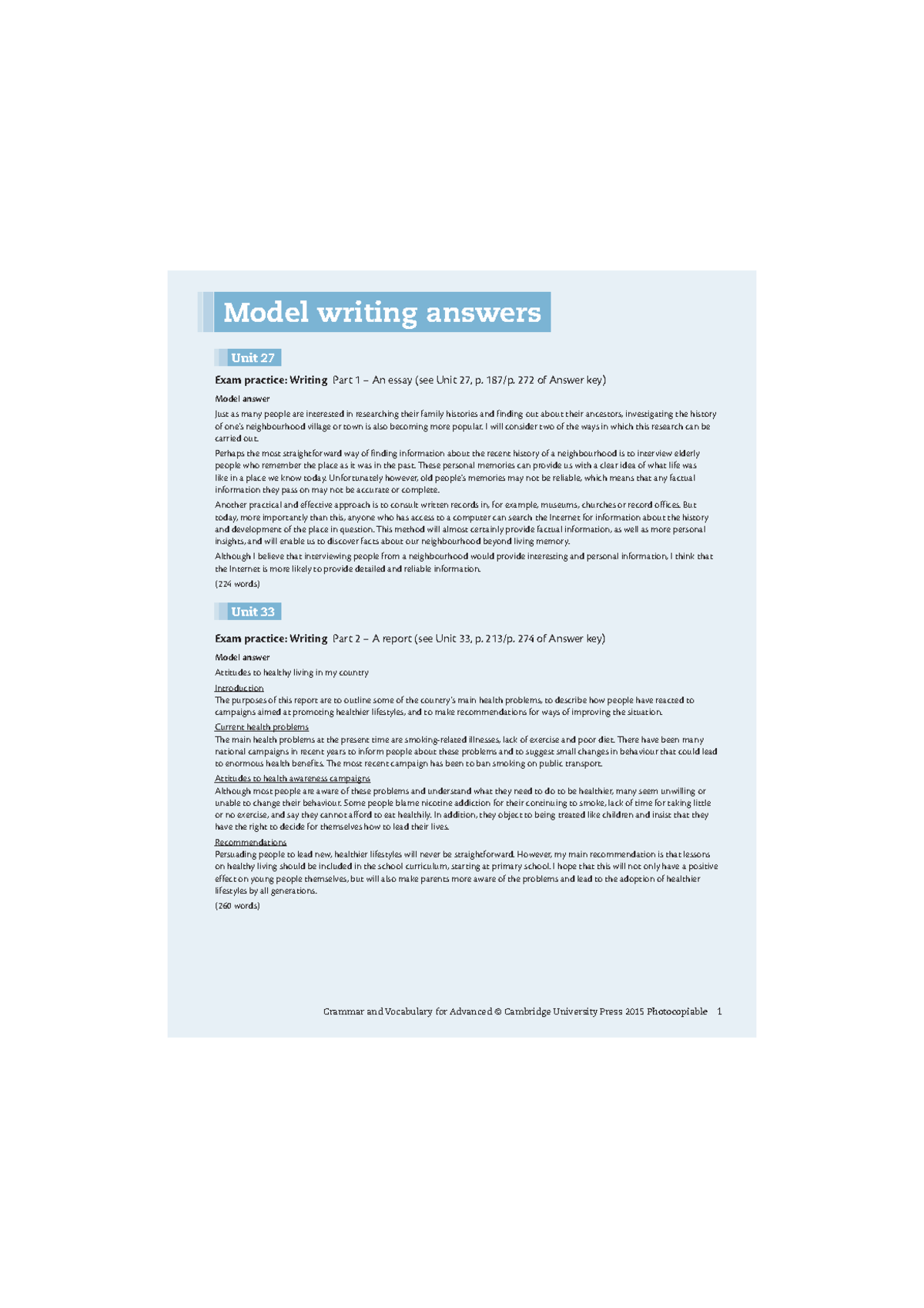 Advanced Writing Practice: Model Answers for Exams (Grammar, 2023 ...