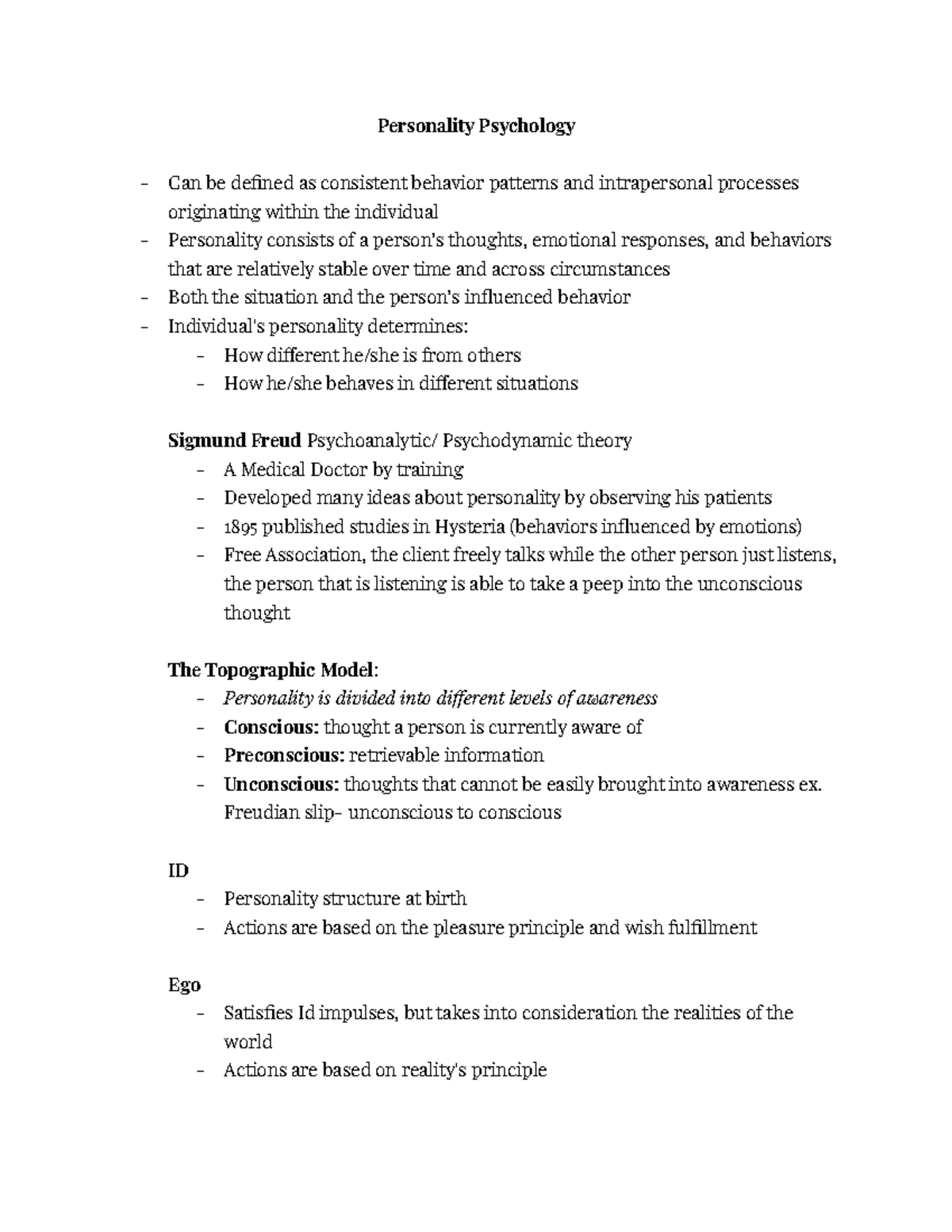 Chapter 13: An Overview of Personality Psychology Principles - Studocu