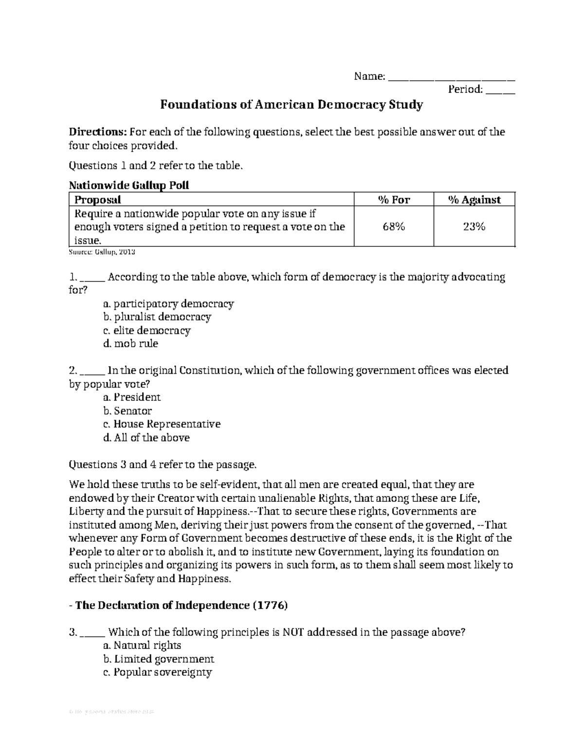 Study Guide: Foundations of American Democracy (SOC 101) - Studocu