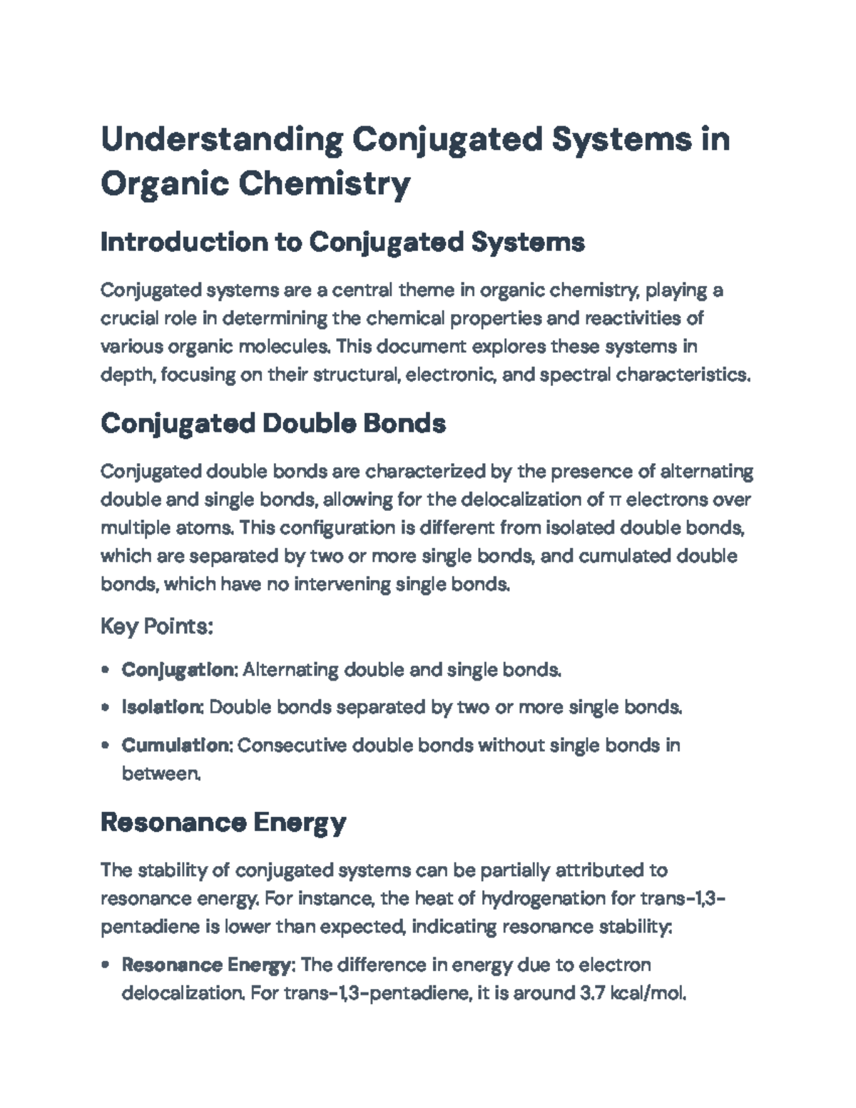 Understanding Conjugated Systems in Organic Chemistry (CHEM 301 ...