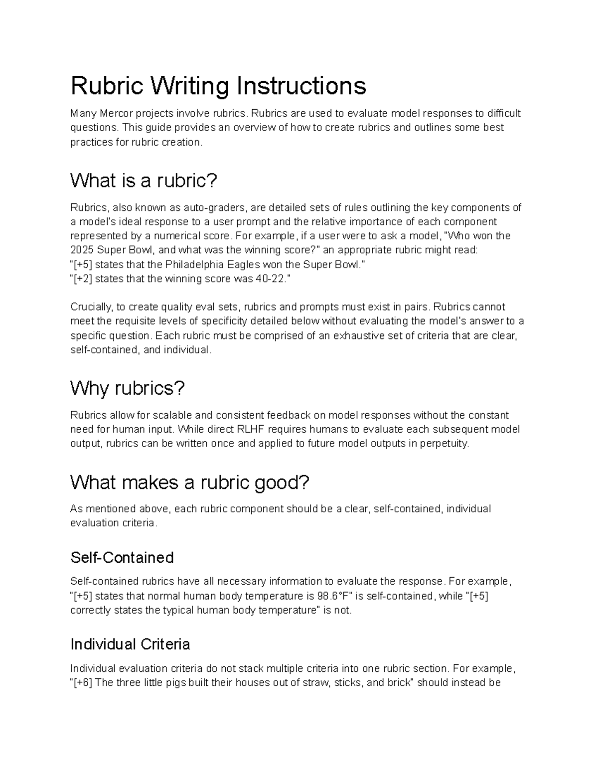 Mercor Intelligence Model Training (RW) Rubric Writing Guide - Studocu