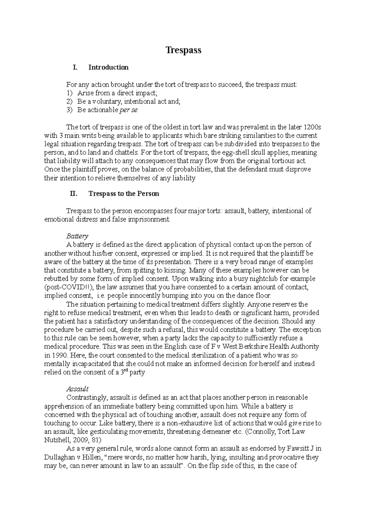 Law Of Trespass Key Points Cases Overview Studocu