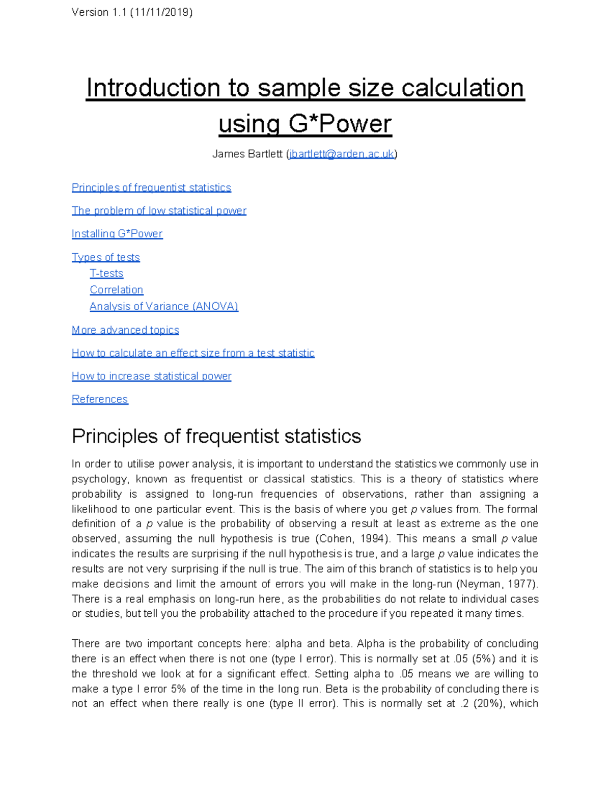 G*Power Sample Size Calculation Guide for Statistical Tests - Studocu