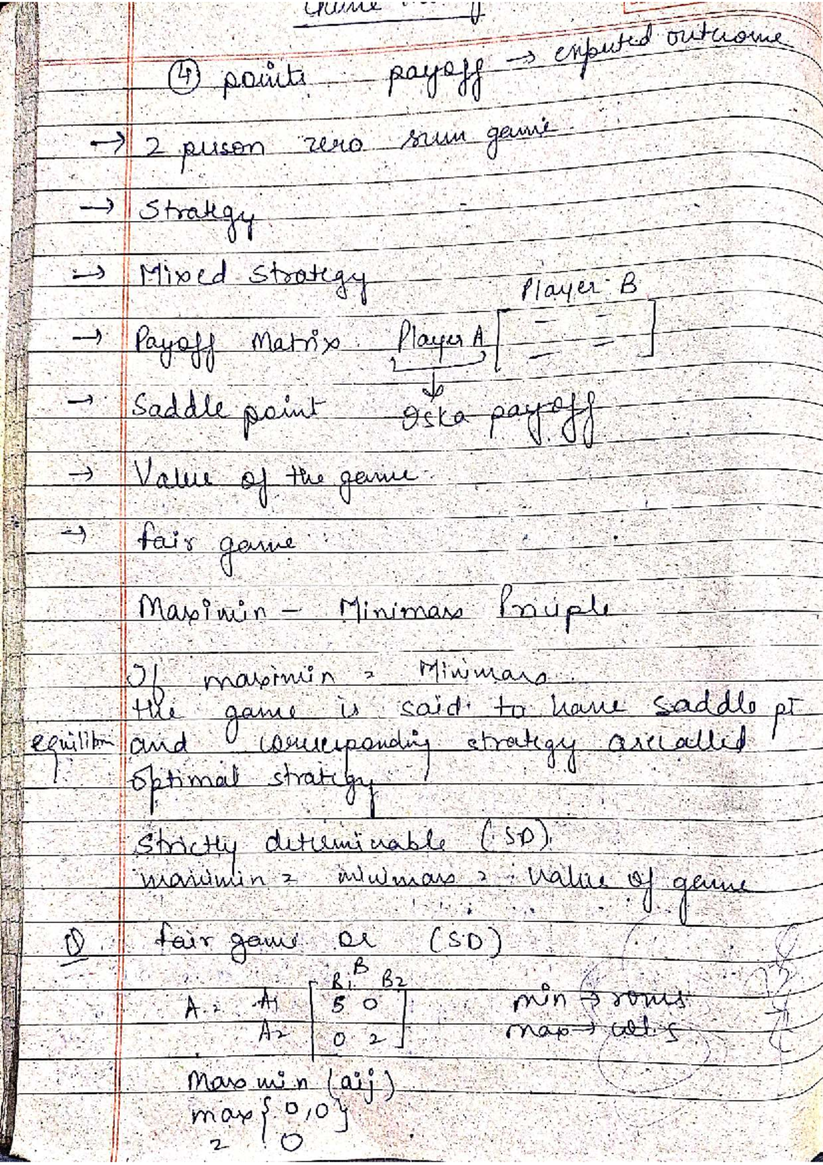 Game Theory Notes: U4 - Mixed Strategy & Payoff Matrix Analysis - Studocu