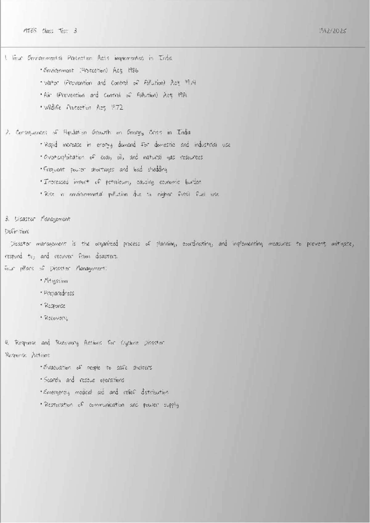 MTES Quiz 3: Environmental Protection & Disaster Management Insights ...