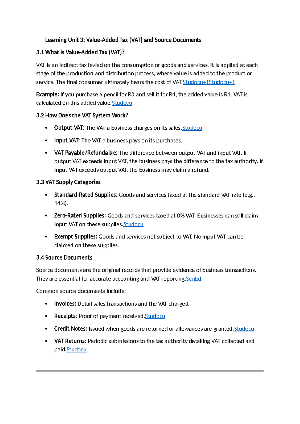 📘 Learning Unit 3 - Summary Accounting 1A. - 📘 Learning Unit 3: Value ...