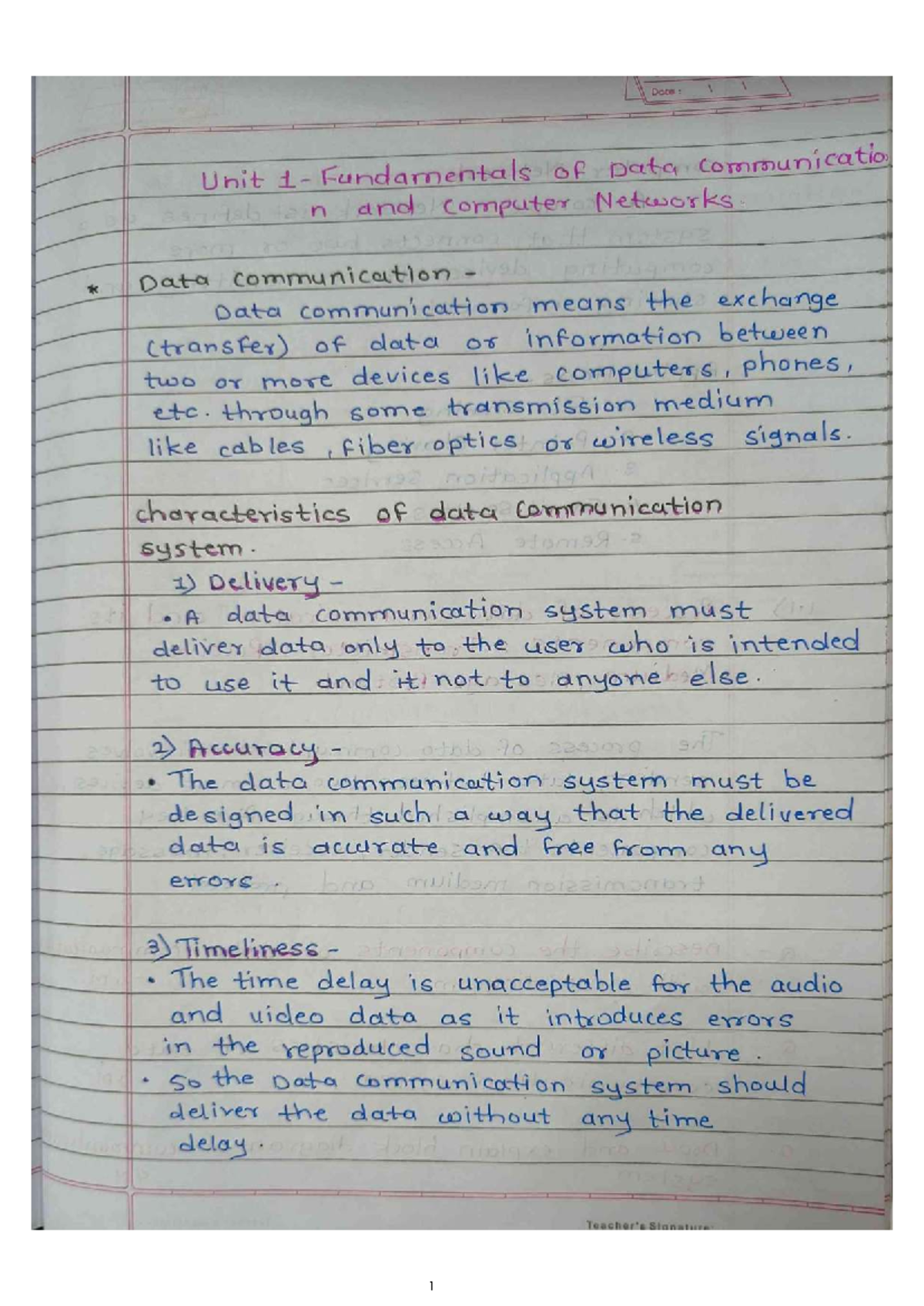 DCN UNIT 1 - Fundamentals of Data Communication & Networking Test ...