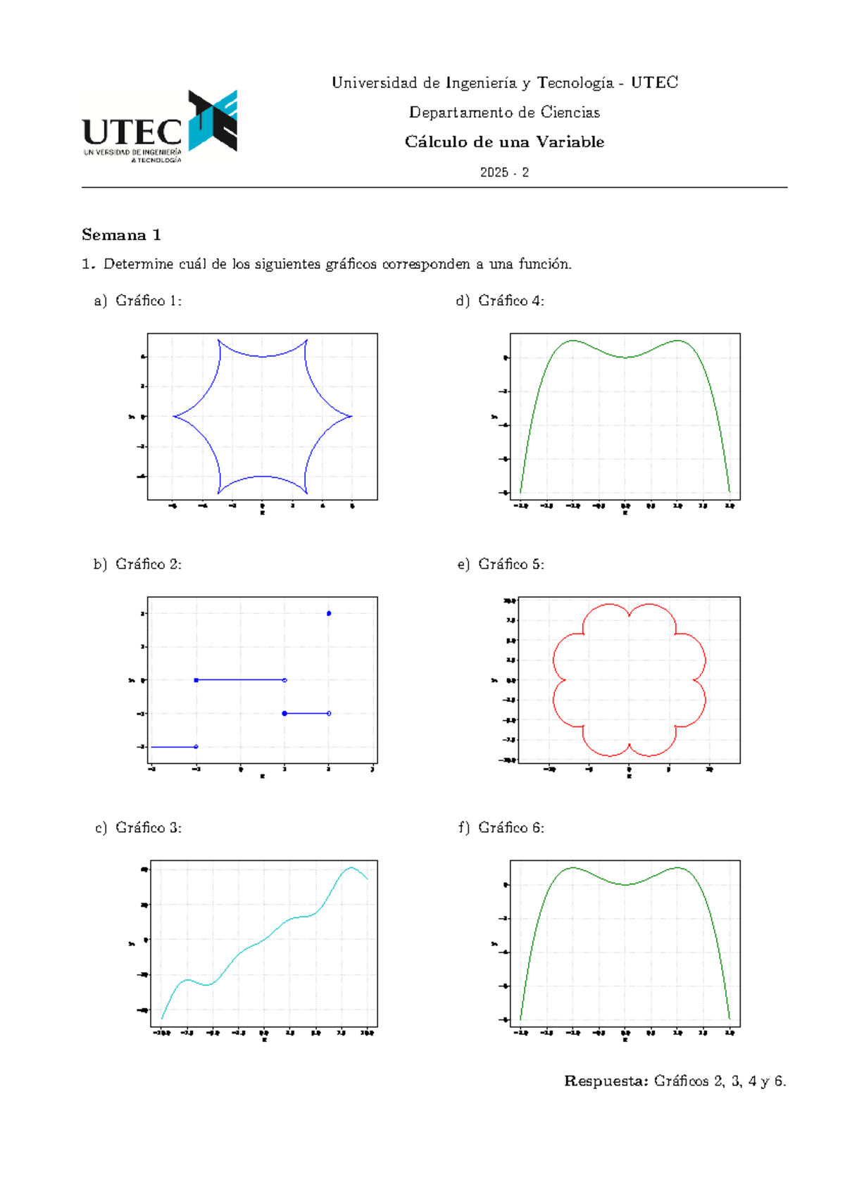 Lista de Ejercicios - Semana 01 - Examen UTEC 2025 - Studocu