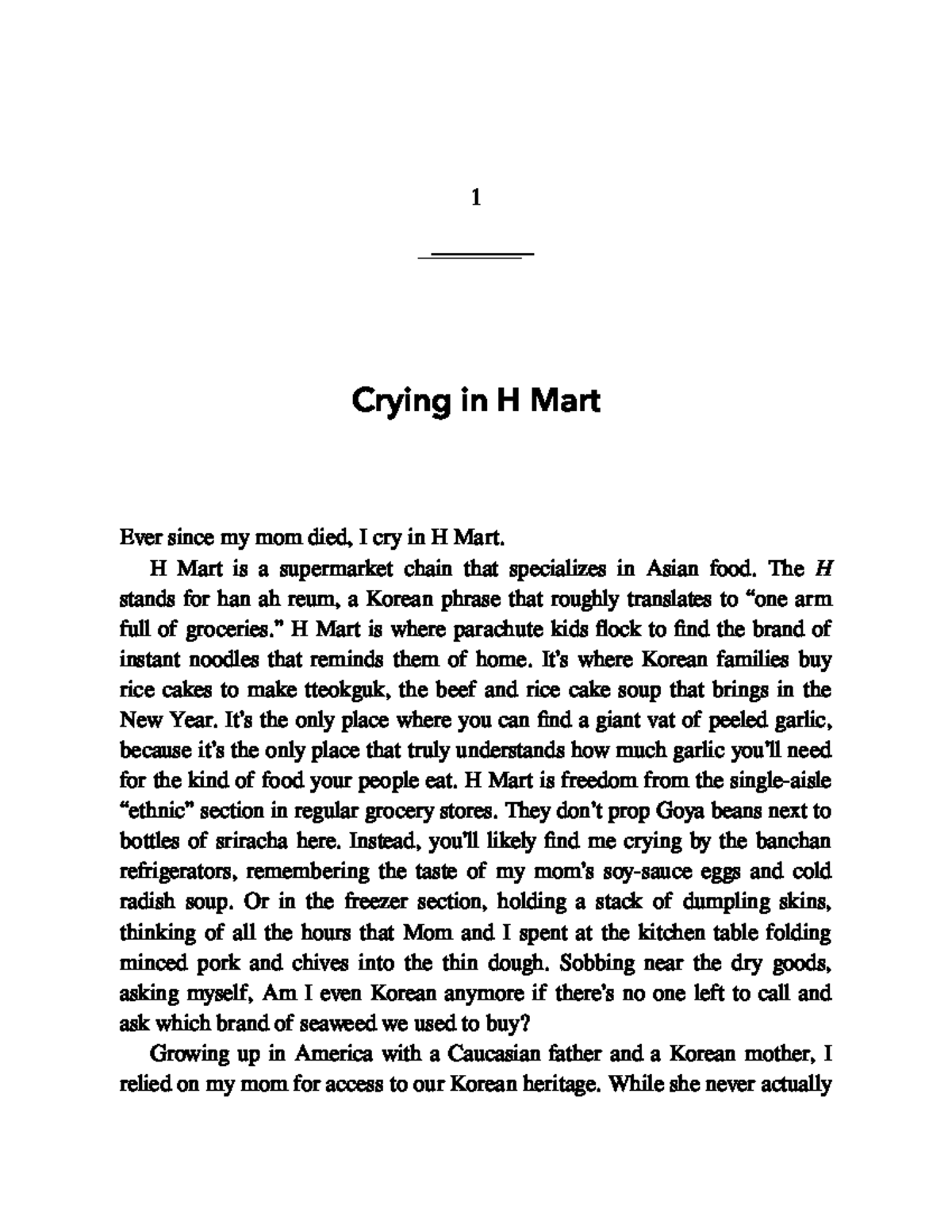 Crying in H Mart: A Reflection on Loss & Korean Heritage (ENG 101 ...