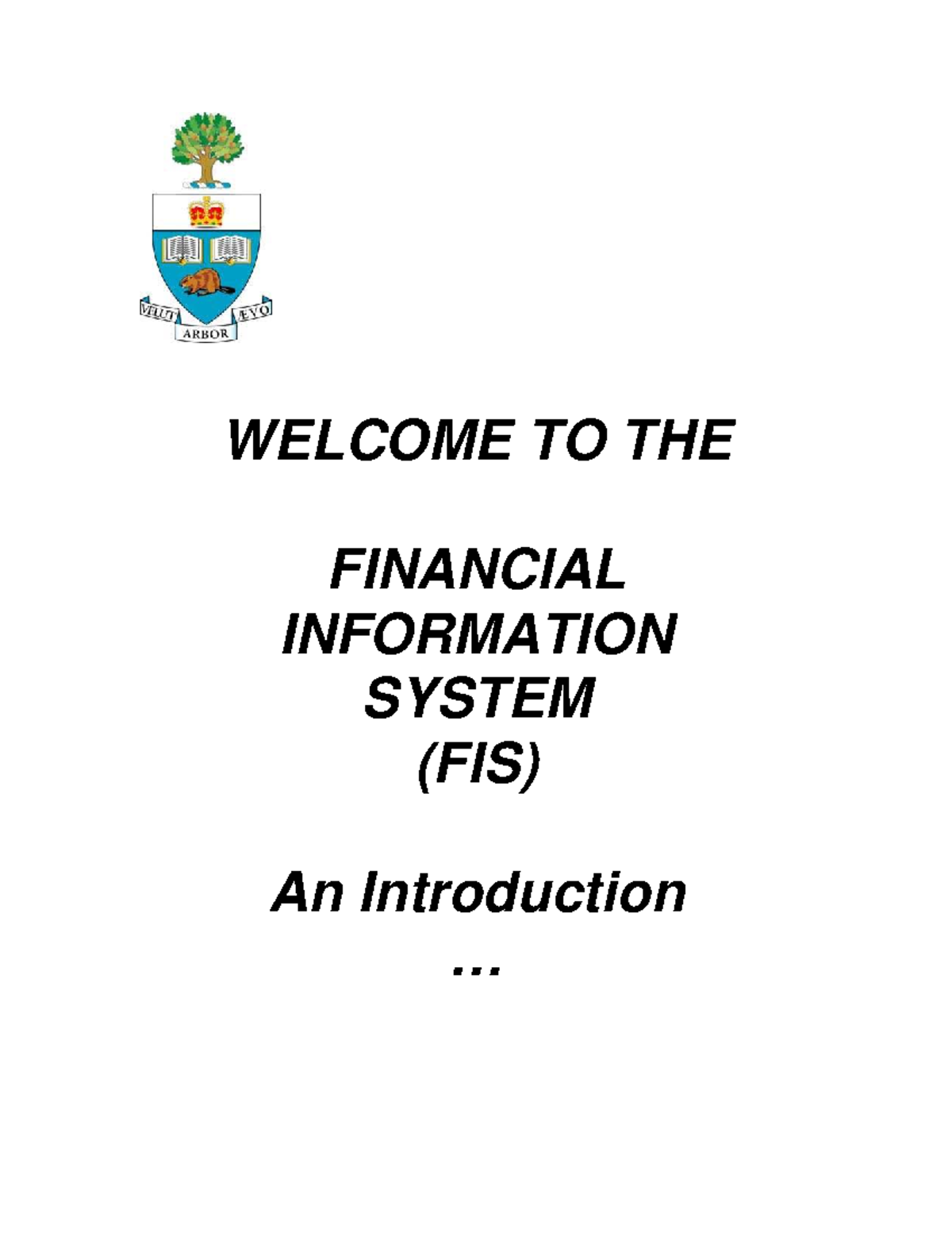 FIS 101: Intro to Financial Information System at UofT - Overview ...