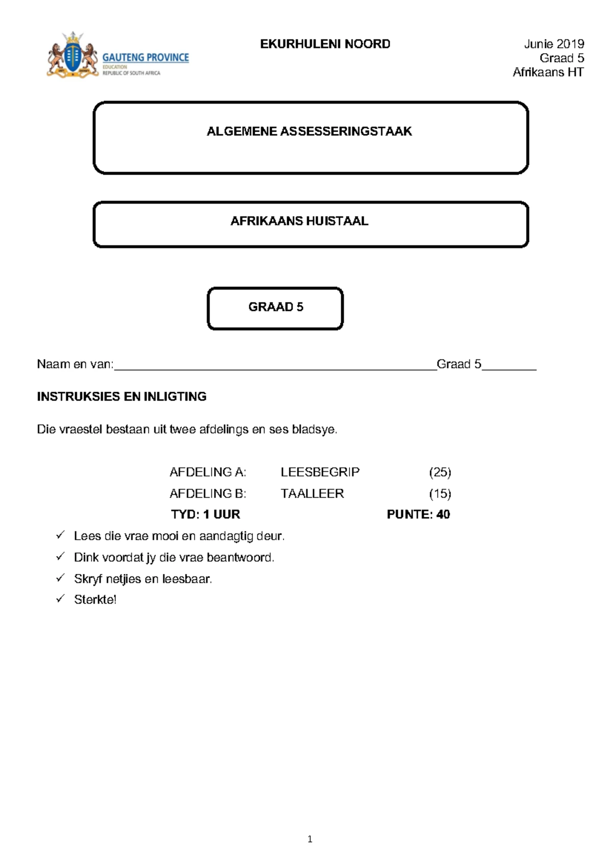 1.260 Afrikaans HL Gr 12 Jaarplan 2025-26 - Finals en Assessments - Studocu