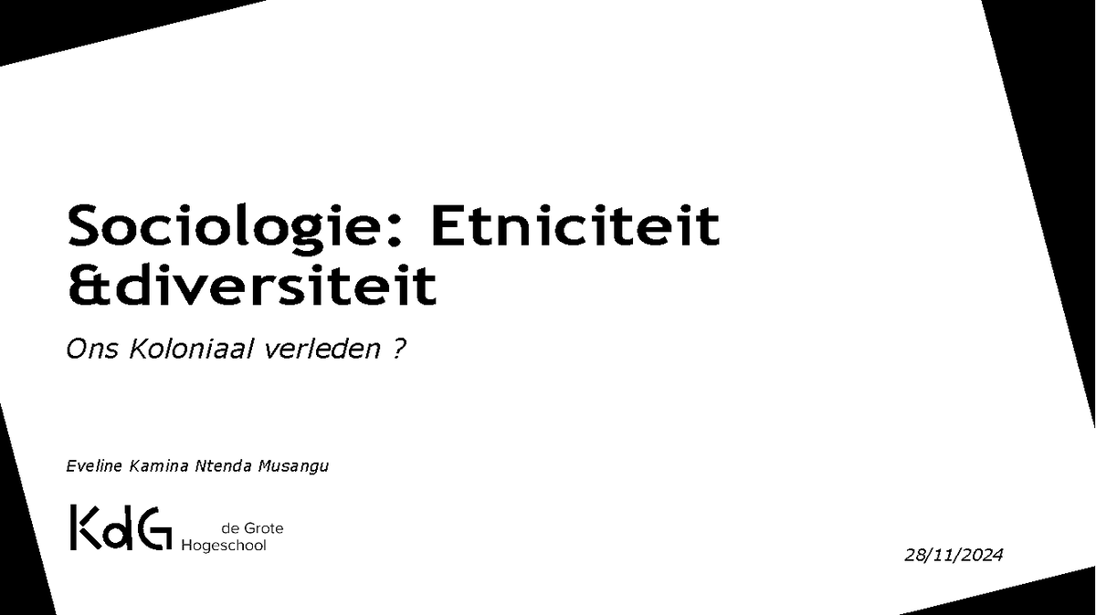 Sociologie Hy 101: Ons Koloniaal Verleden en Etniciteit - Gastcollege ...