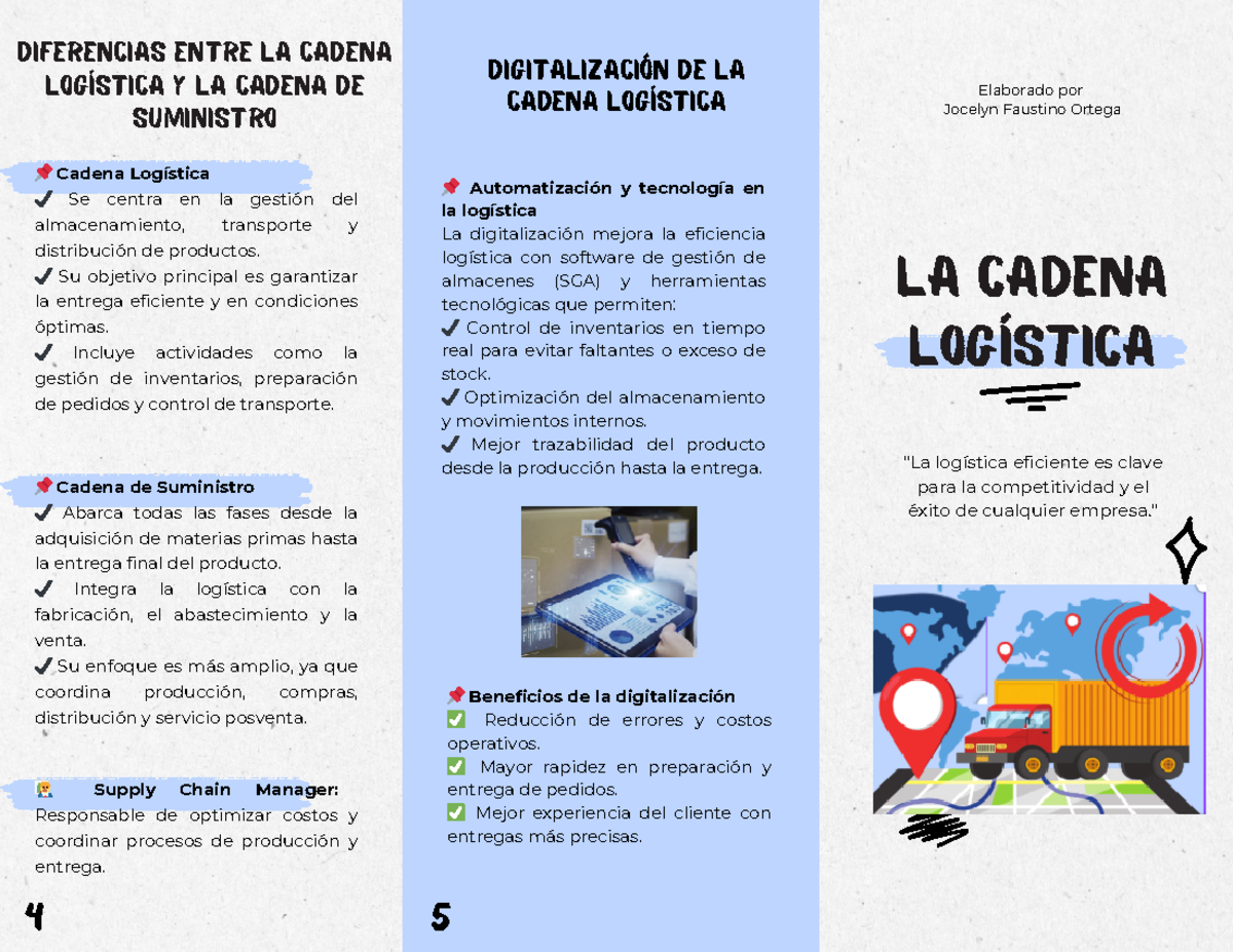 Triptico Cadena Logistica-FOJ - Diferencias entre la Cadena Logística y ...