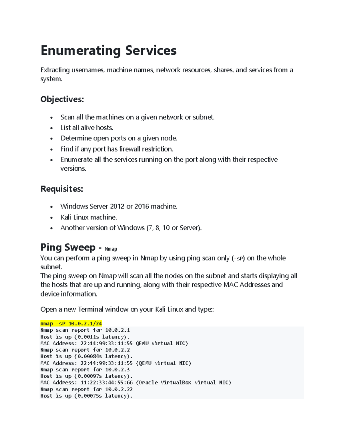 Lab - Enumerating Services with Nmap: Usernames, Ports & Resources ...
