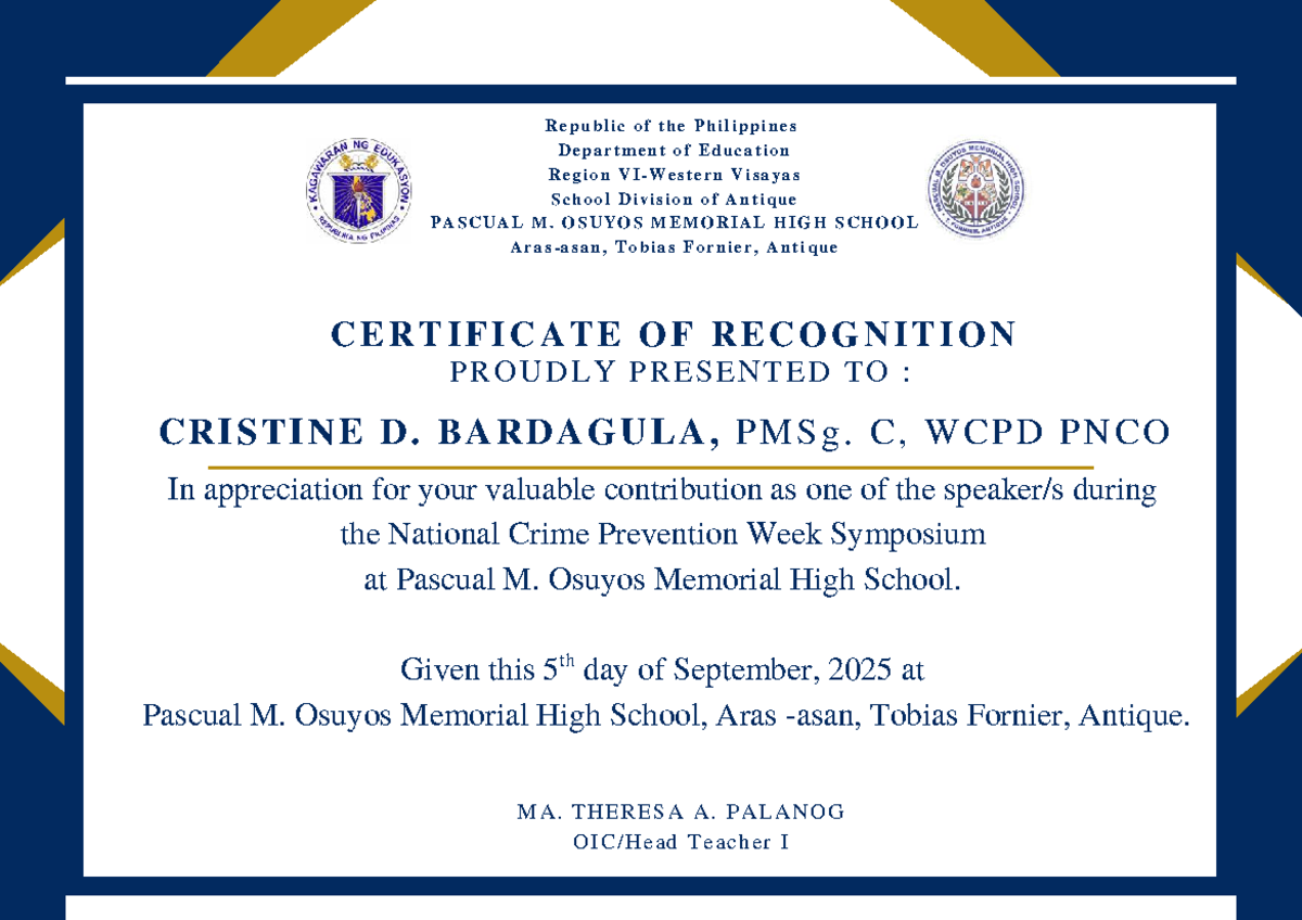 Blue Gold Minimalist Certificate Of Appreciation Certificate - R e p u ...