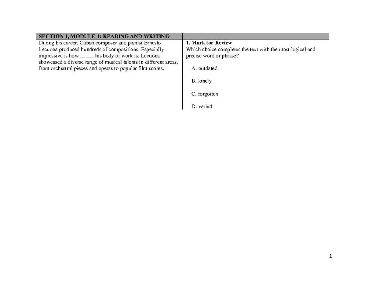 ENG 101: Section 1, Module 1 - Reading and Writing Analysis - Studocu