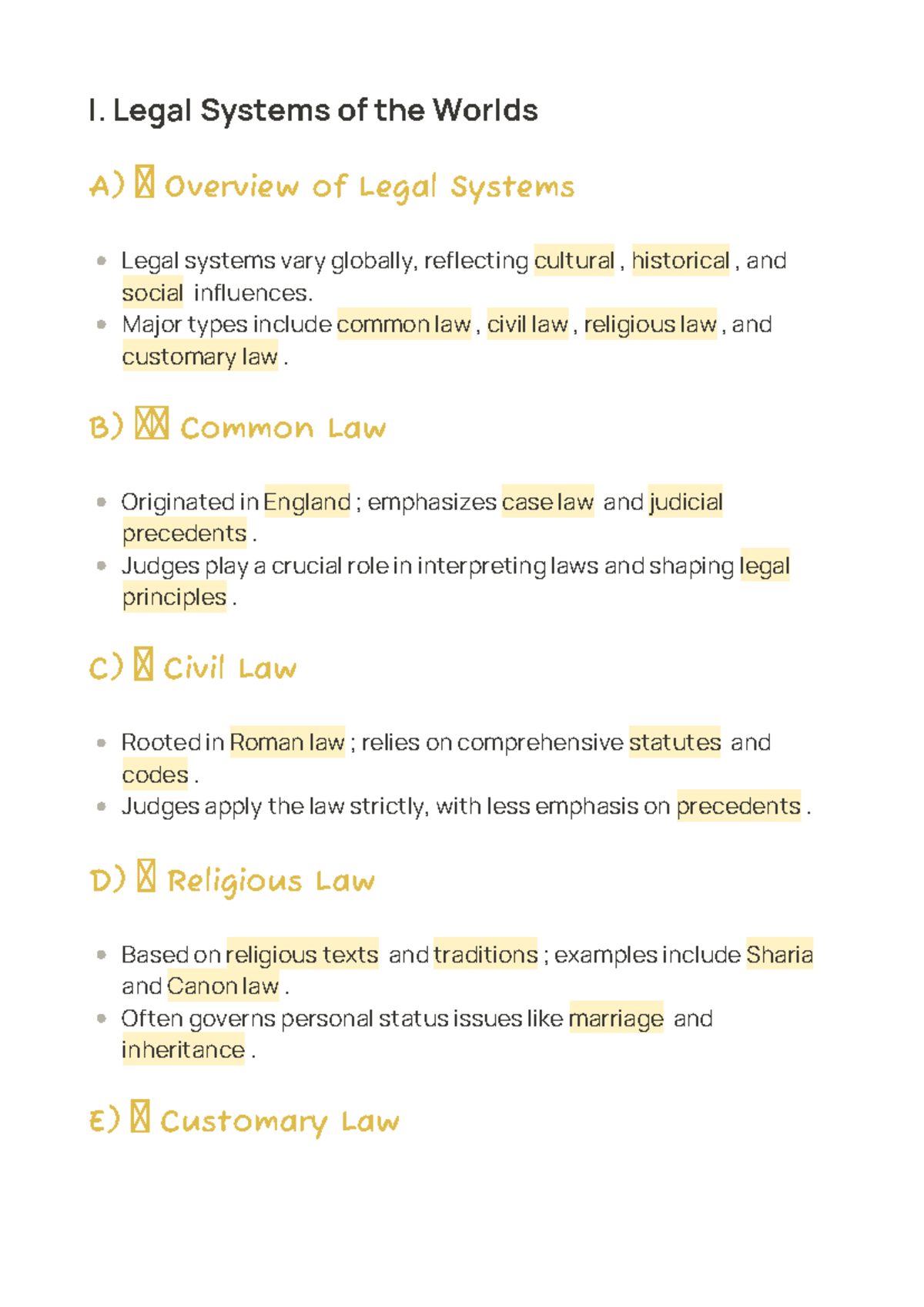 Global Legal Systems Overview: A Comparative Study (LAW 101) - Studocu