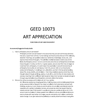 ARTS- Module 2 - ARTS APPRECIATION M#2: Functions and Philosophy of Art ...