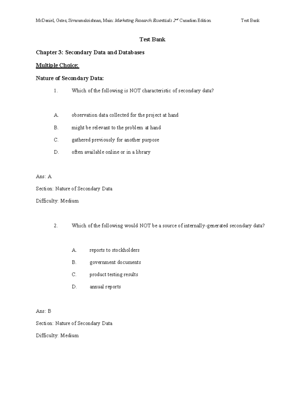 Tb03 - Essential Exam Practice Questions on Secondary Data & Databases - Studocu