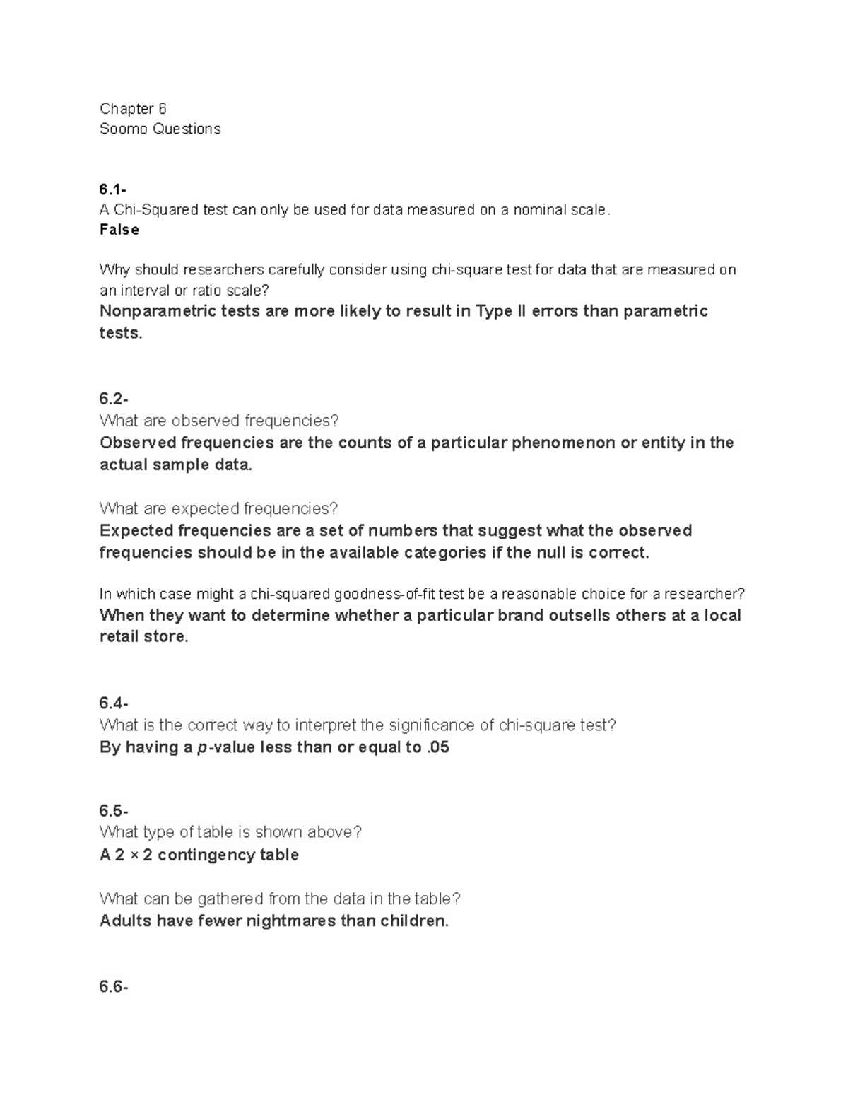 Psy 260 Soomo Chp6 - Practice Questions Graded A - Chapter 6 Soomo Questions 6- A Chi-Squared ...