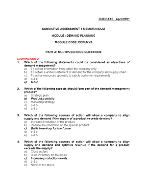 INMLMA 2 Inventory Management Assignment Memo - April 2021 - Studocu
