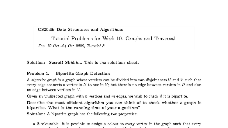 Tut8 cs2040 soln - Week 10 tutorial solution - CS2040: Data Structures and Algorithms Tutorial ...