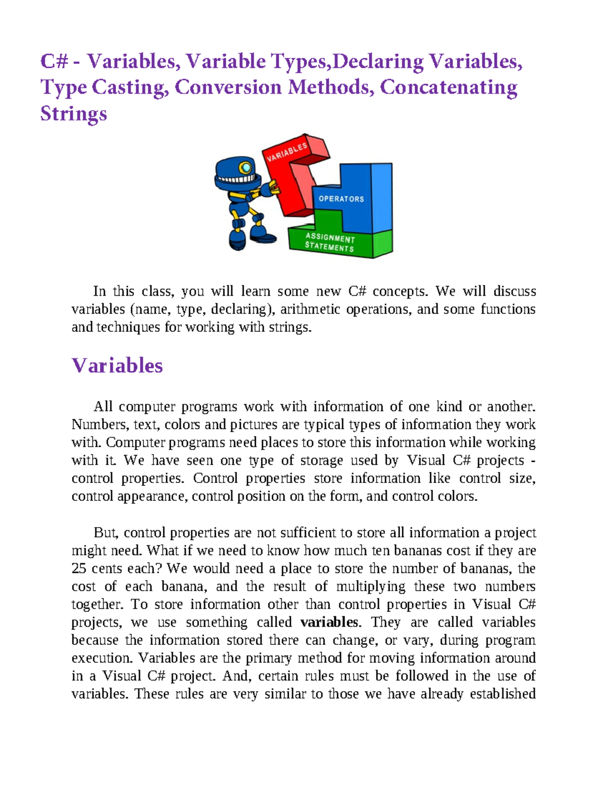Designing Software 01 - C: Variables, Type Casting & String ...