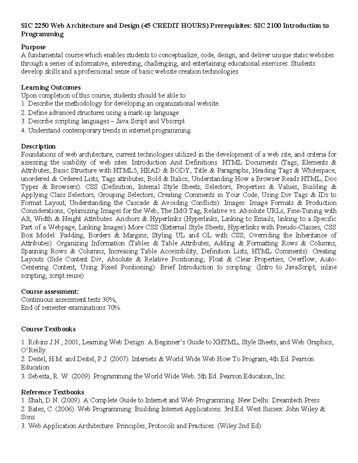 SIC 2250 Lesson 1: Introduction to Web Design Concepts - Studocu