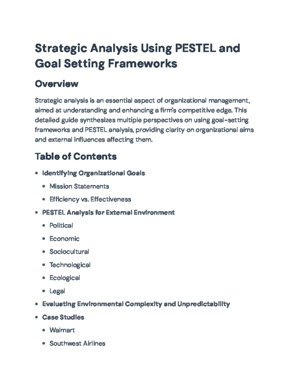 Strategic Analysis Guide: PESTEL & Goal-Setting Frameworks - Strategic ...