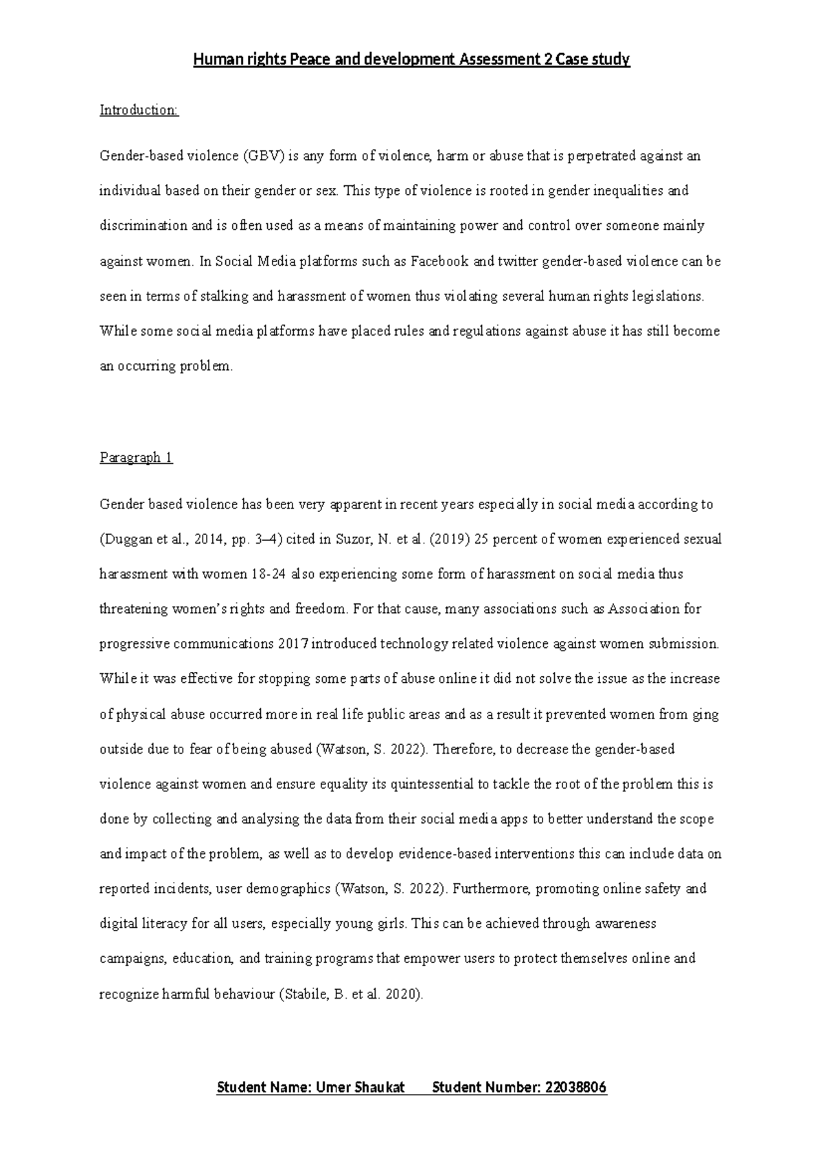 Hrpad Assessment 2 Case study - Introduction: Gender-based violence ...