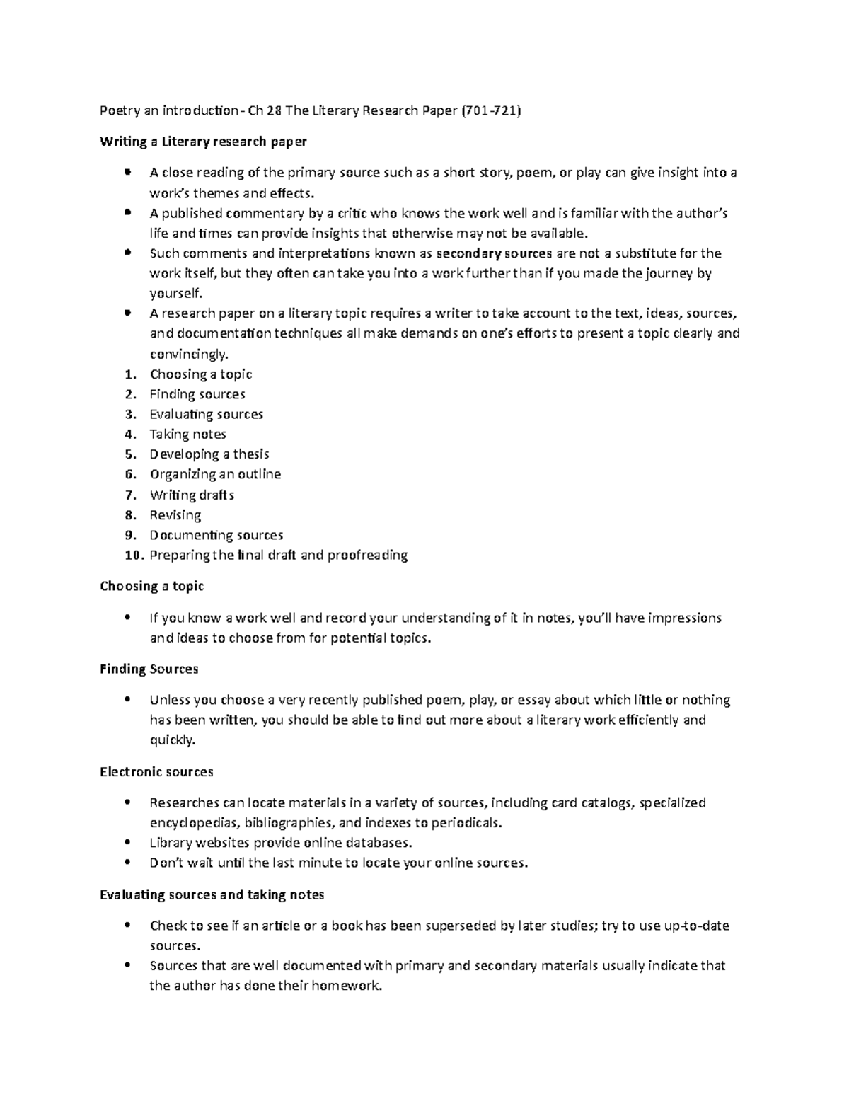 Literary Research Paper Guidelines: Poetry an Introduction Ch 28 (701 ...