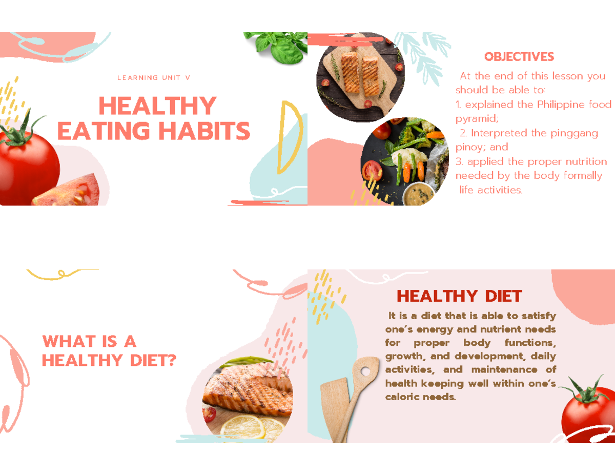 Unit 5 Healthy Eating Habits - L E A R N I N G U N I T V HEALTHY EATING ...