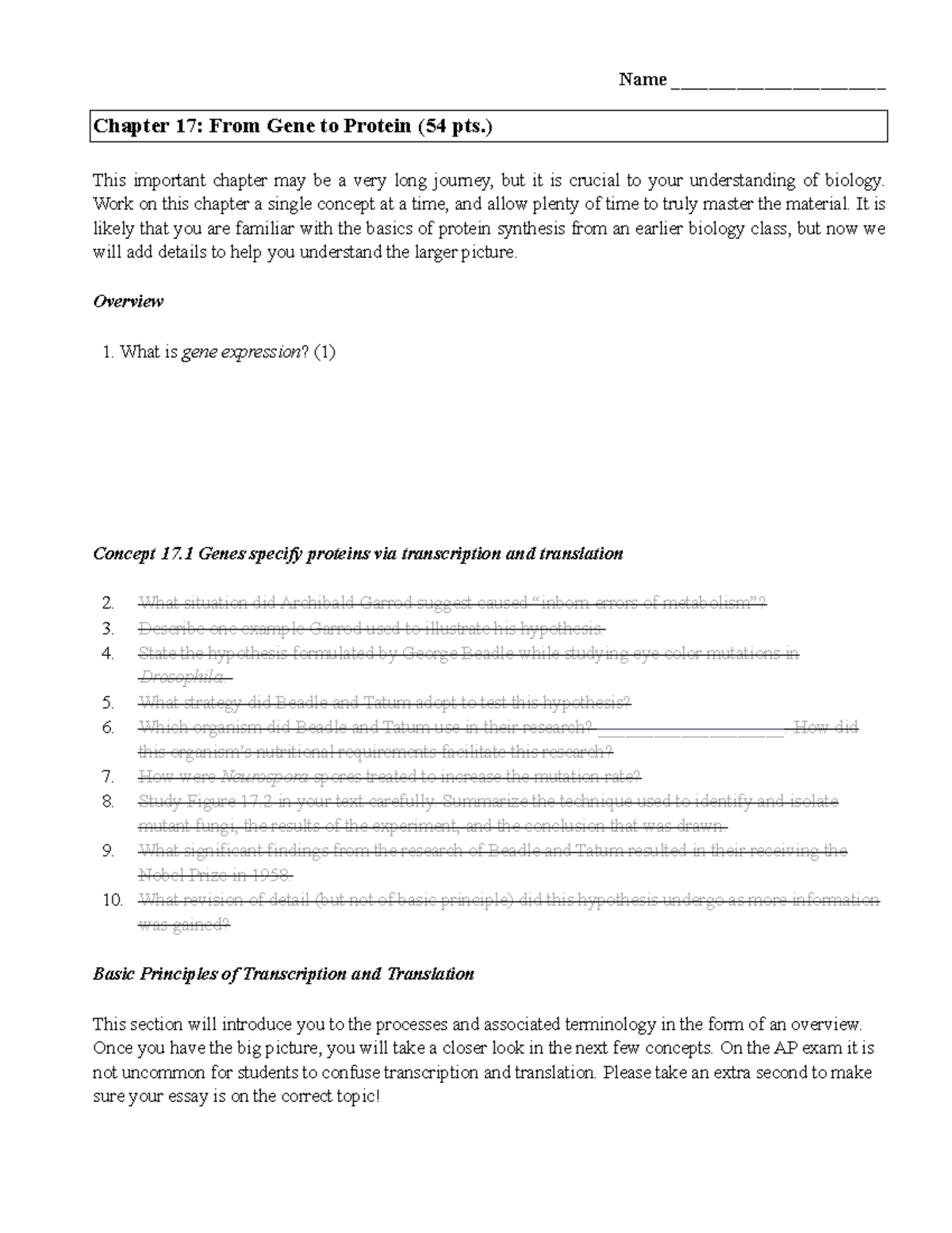 ARG Ch 17: Understanding Gene Expression and Protein Synthesis - Studocu
